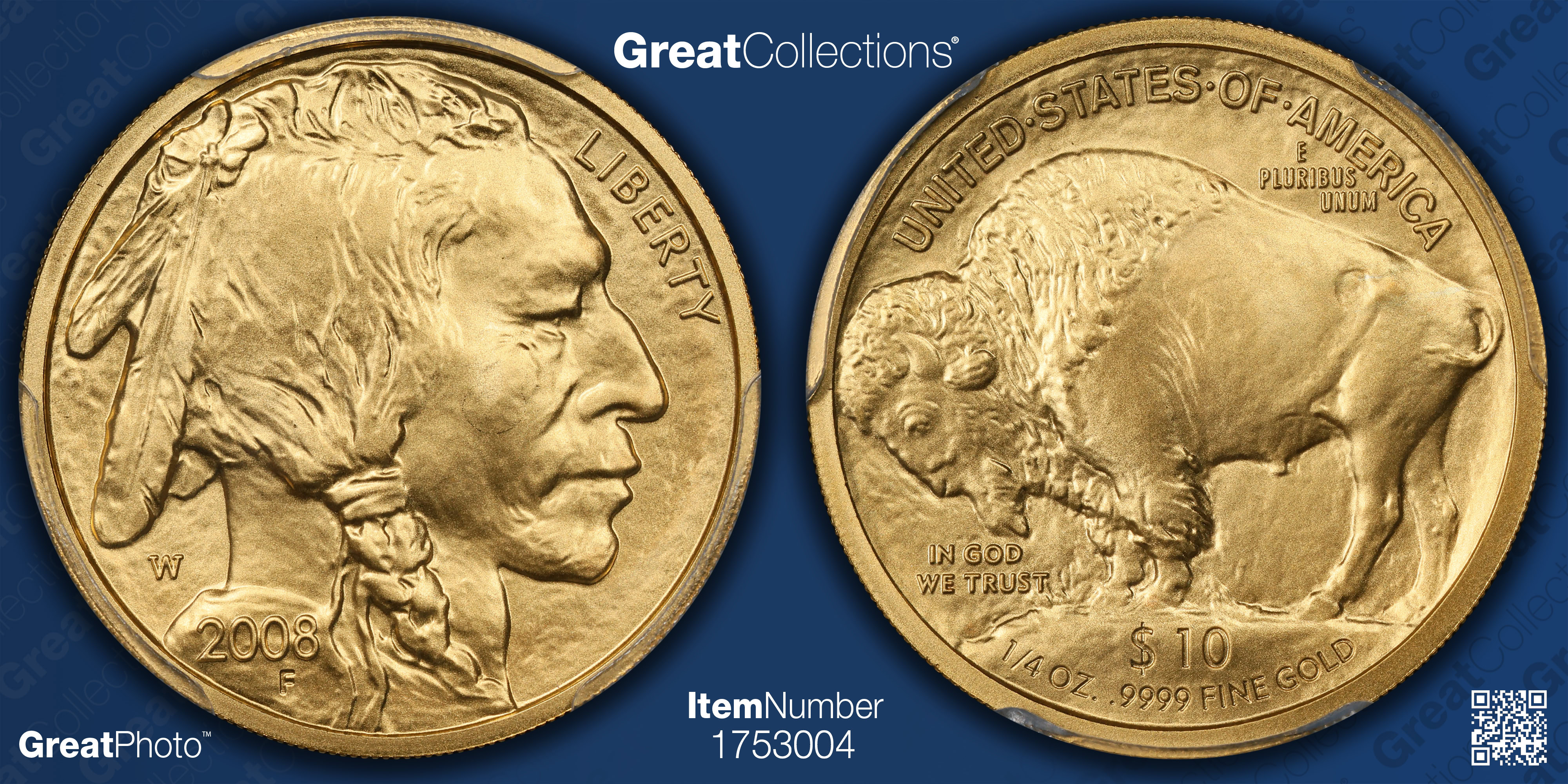 2008-W $10 Quarter-Ounce Gold American Buffalo Burnished First Strike ...
