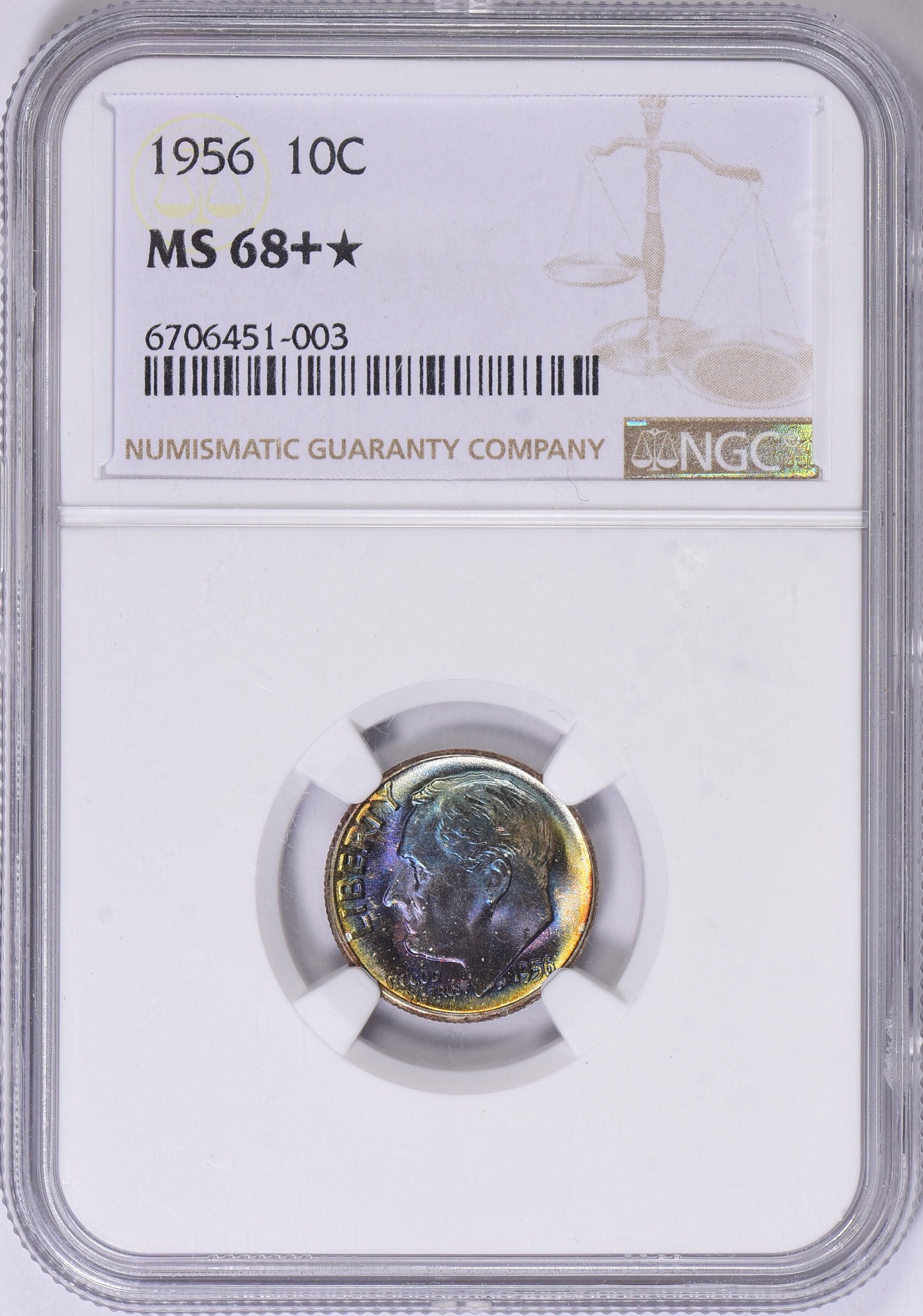 1956 Roosevelt Dime NGC MS-68+ ★ (Toned) (Item 1753027 ...