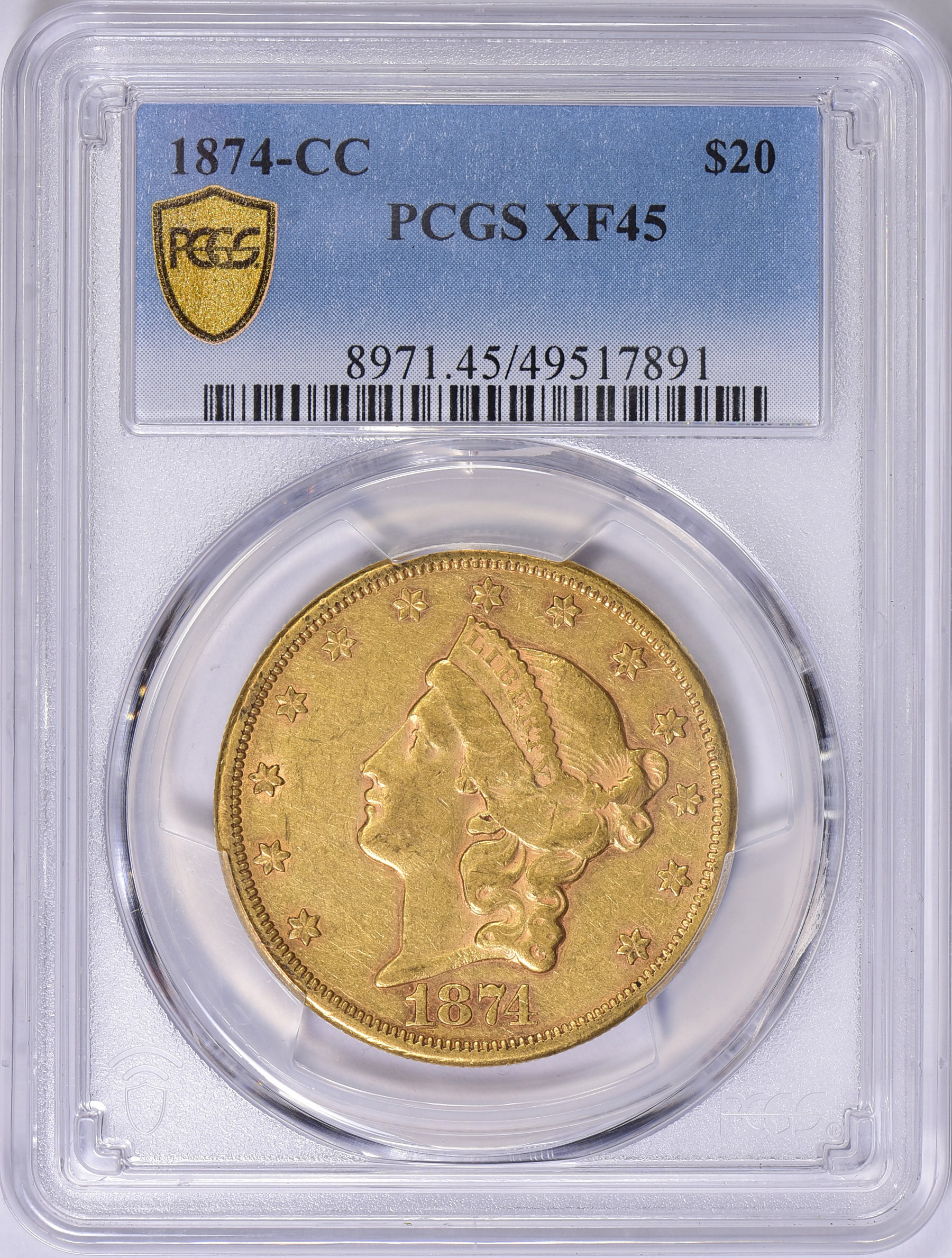 1874-CC Liberty Gold Double Eagle PCGS XF-45 (Item 1753033) | GreatCollections Coin Auctions