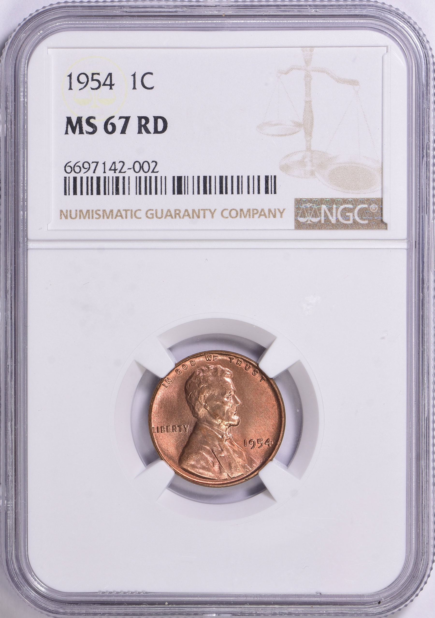 1954 Lincoln Cent NGC MS-67 RD (Item 1753053) | GreatCollections Coin Auctions