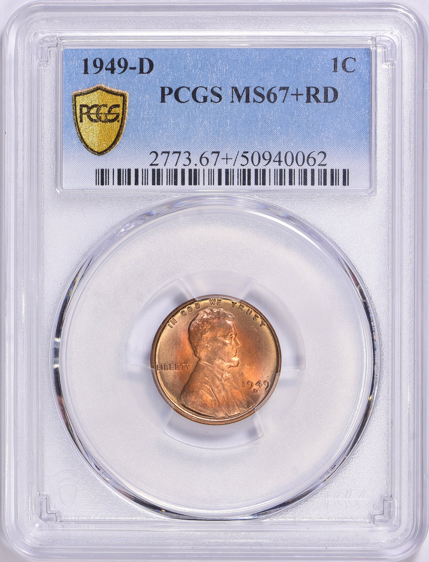 1949-D Lincoln Cent PCGS MS-67+ RD (Toned) (Item 1753069) | GreatCollections Coin Auctions