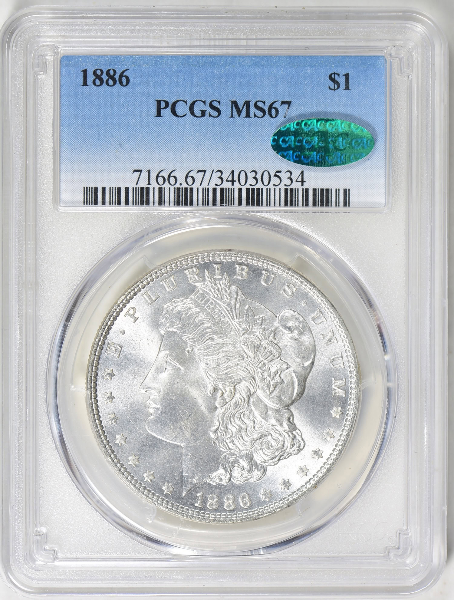 1886 Morgan Silver Dollar PCGS MS-67 (CAC Green) (Item 1753088) | GreatCollections Coin Auctions
