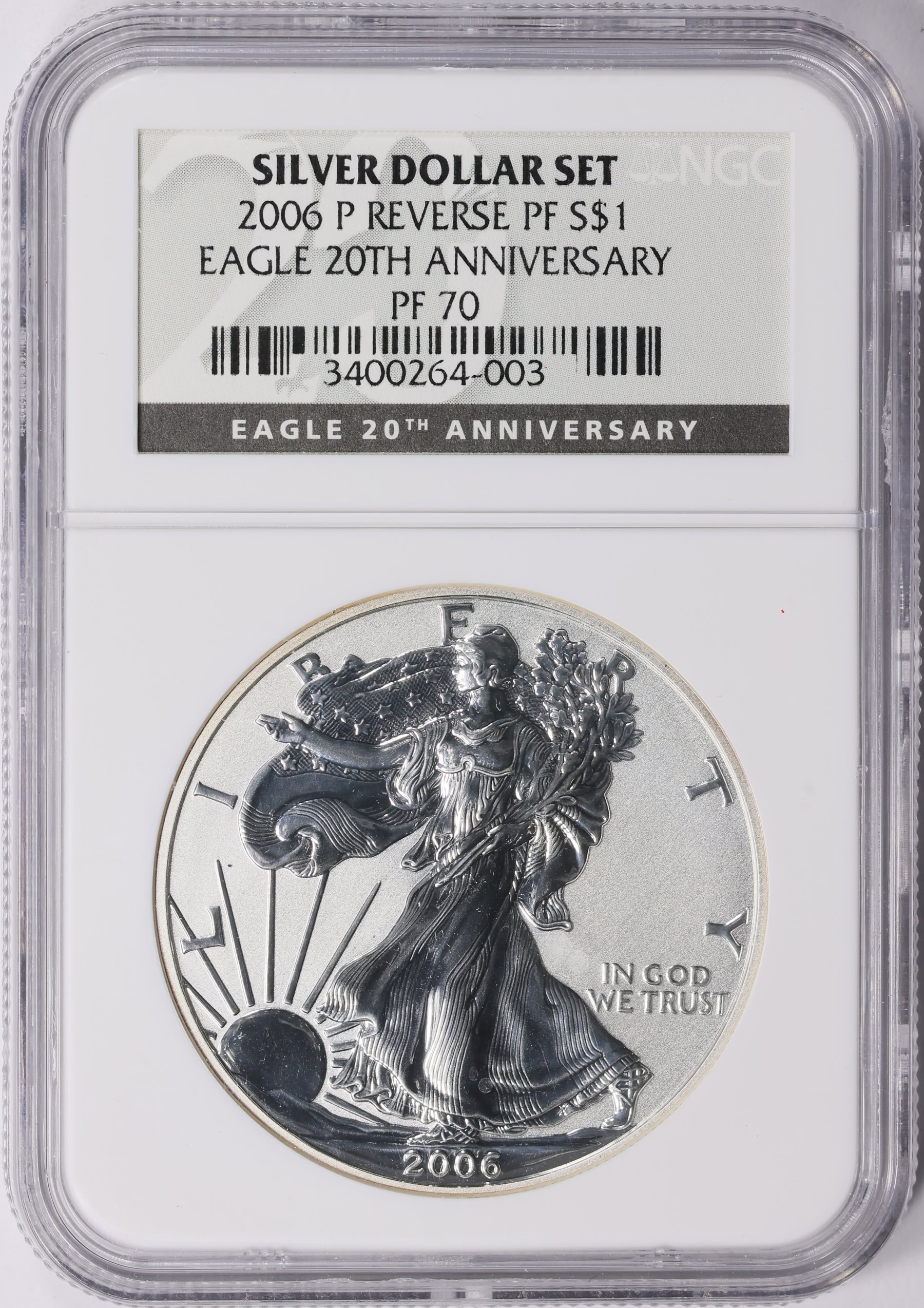 2006-P $1 Silver Eagle 20th Anniversary Reverse Proof NGC Proof-70 (Item 1753102 ...