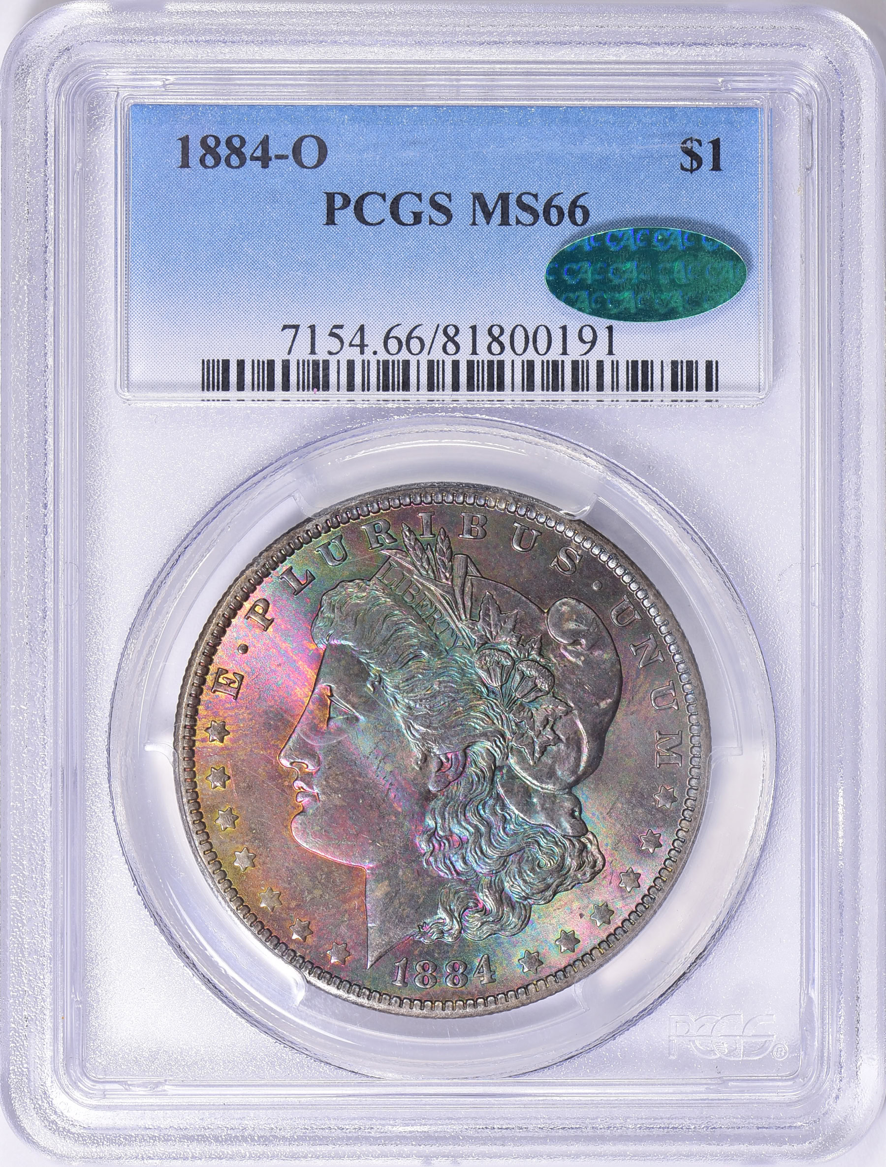 1884-O Morgan Silver Dollar PCGS MS-66 (CAC Green) (Toned) (Item 1753209) | GreatCollections ...