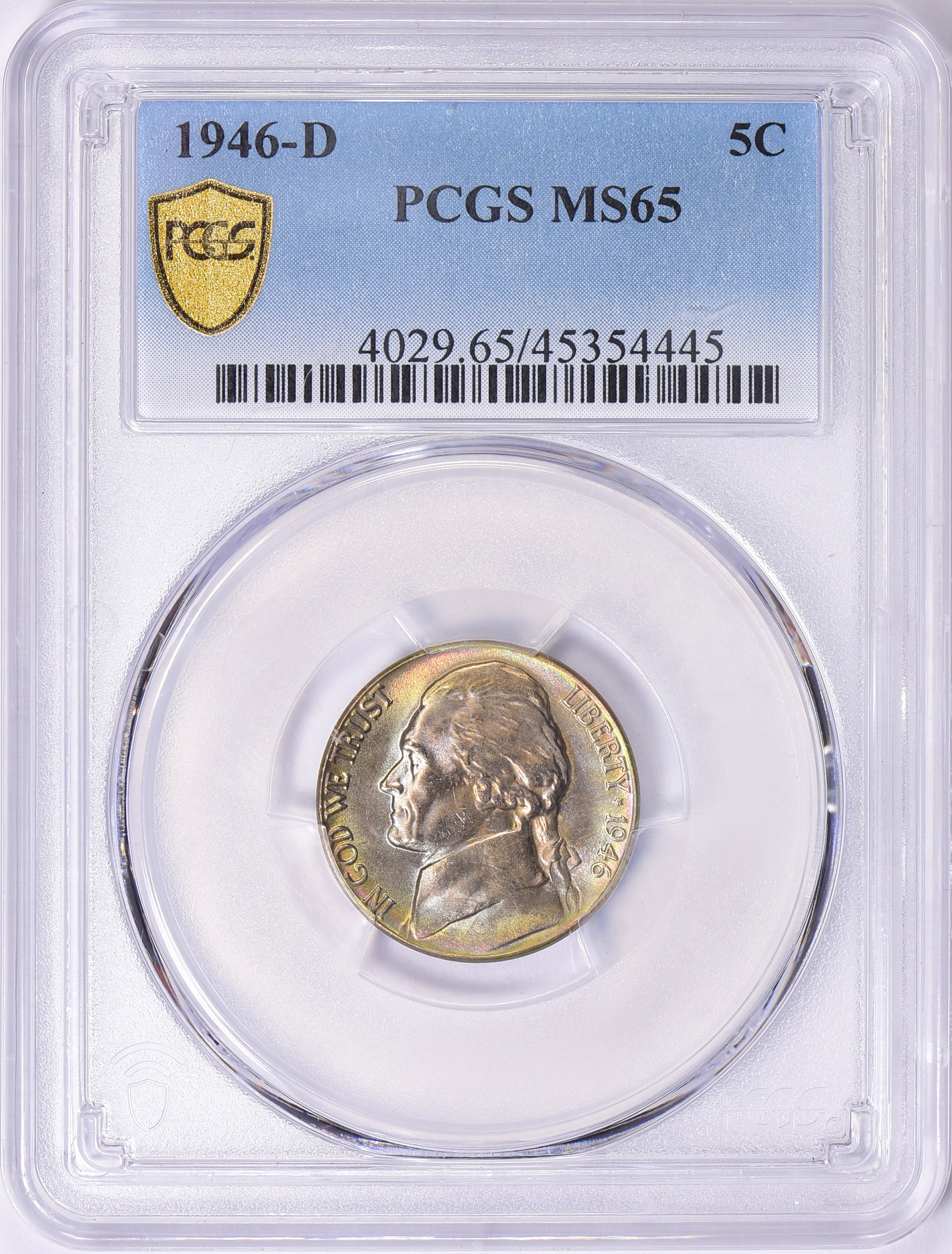 1946-D Jefferson Nickel PCGS MS-65 (Toned) (Item 1753220) | GreatCollections Coin Auctions