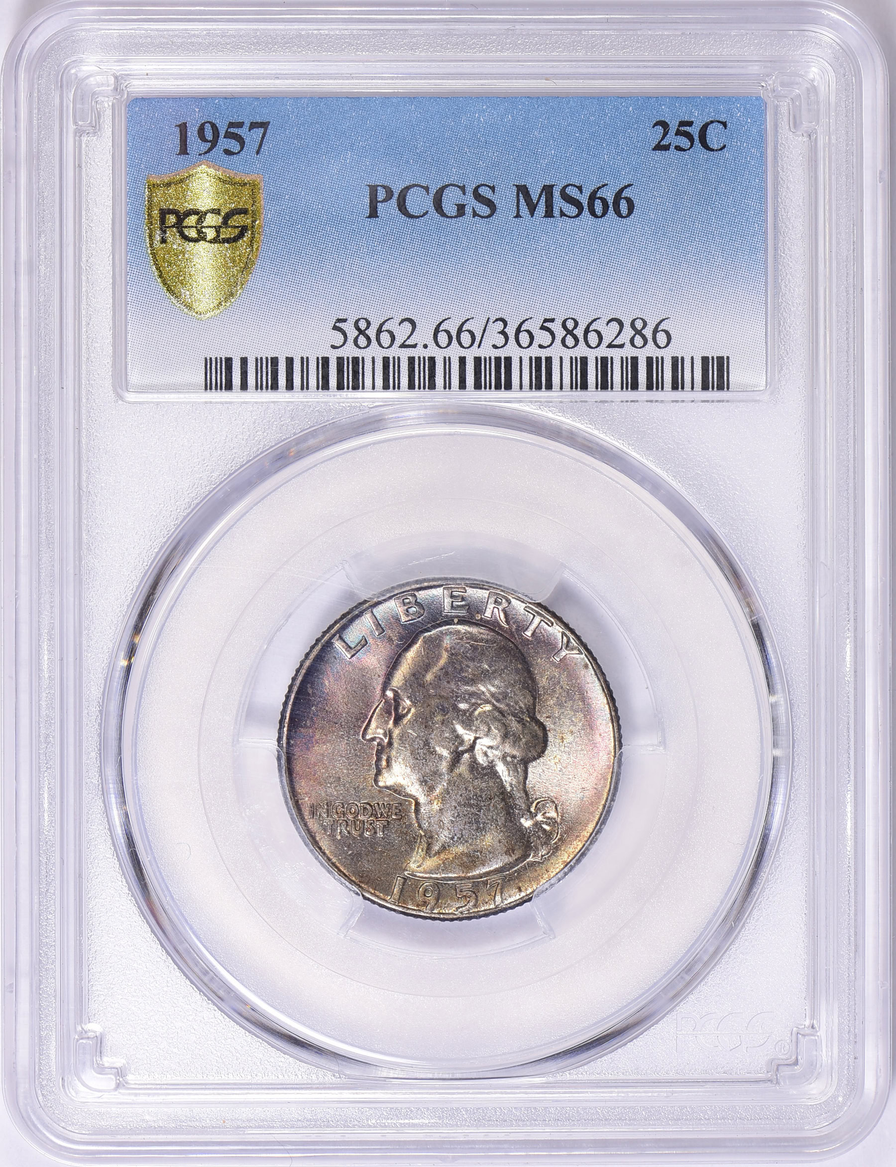 1957 Washington Quarter PCGS MS-66 (Toned) (Item 1753228) | GreatCollections Coin Auctions