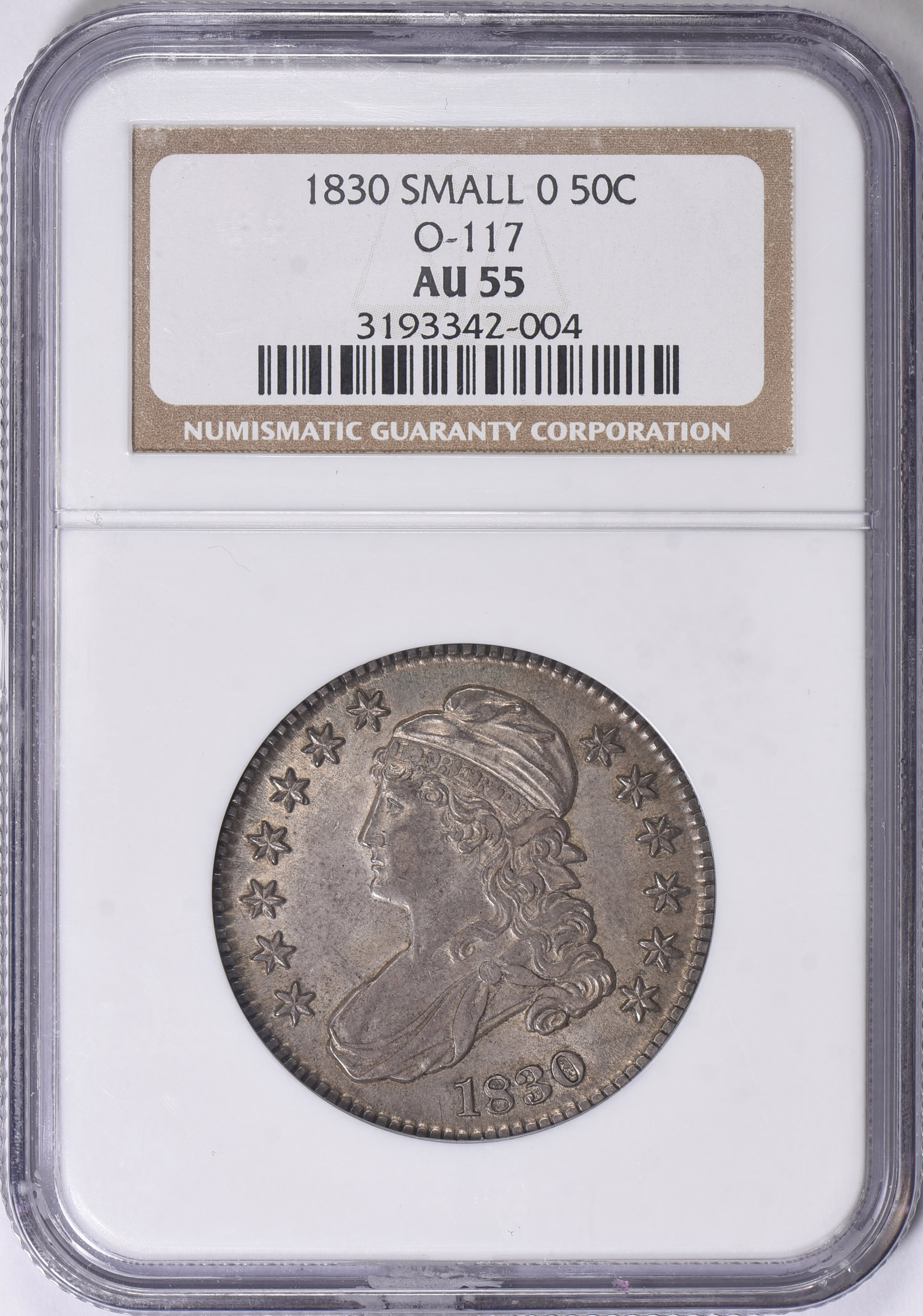 1830 Capped Bust Half Dollar Small 0 Overton 117 NGC AU-55 (Item 1753252) | GreatCollections ...