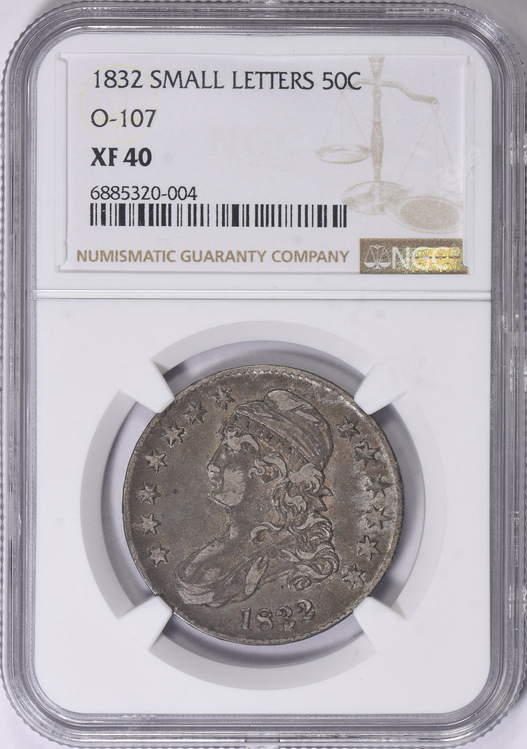 1832 Capped Bust Half Dollar Small Letters Overton 107 NGC XF-40 (Item ...