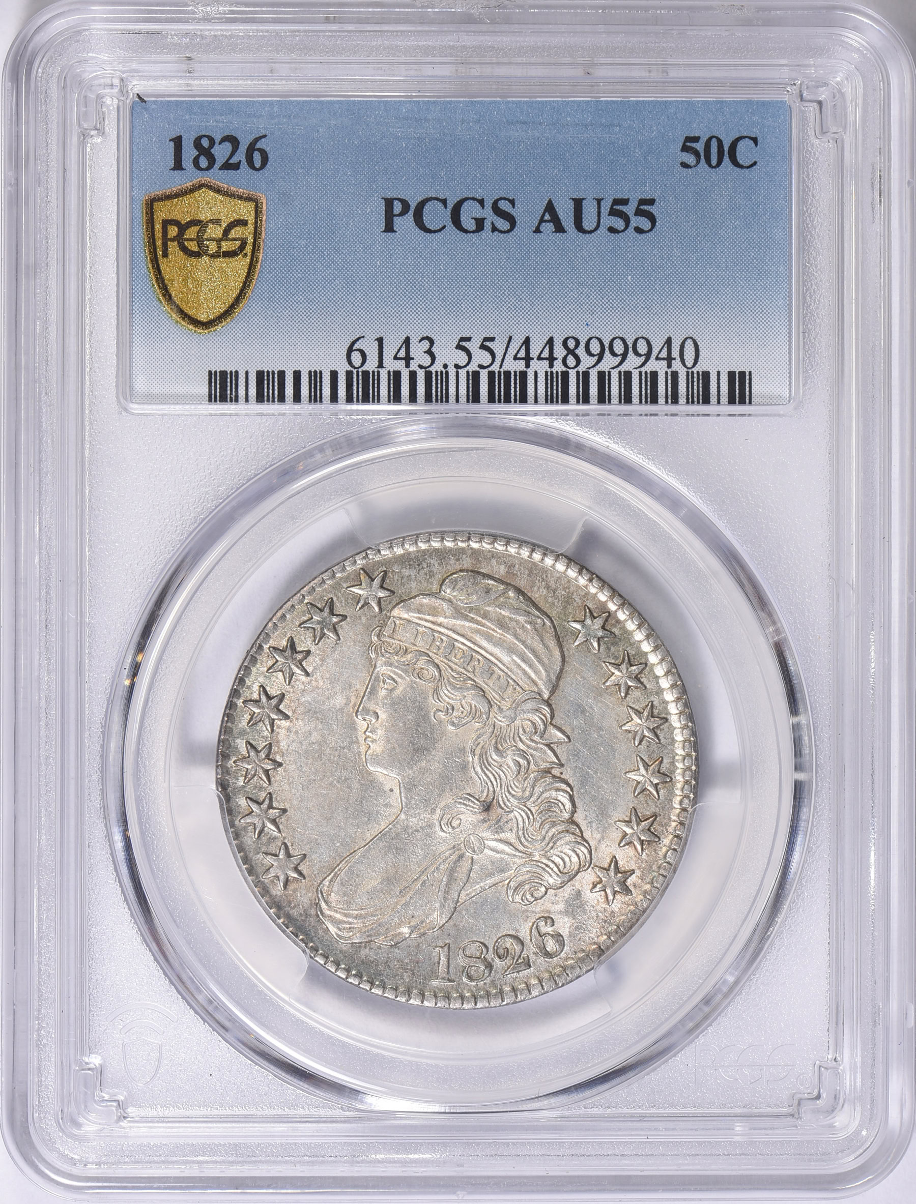 1826 Capped Bust Half Dollar PCGS AU-55 (Toned) (Item 1753260) | GreatCollections Coin Auctions