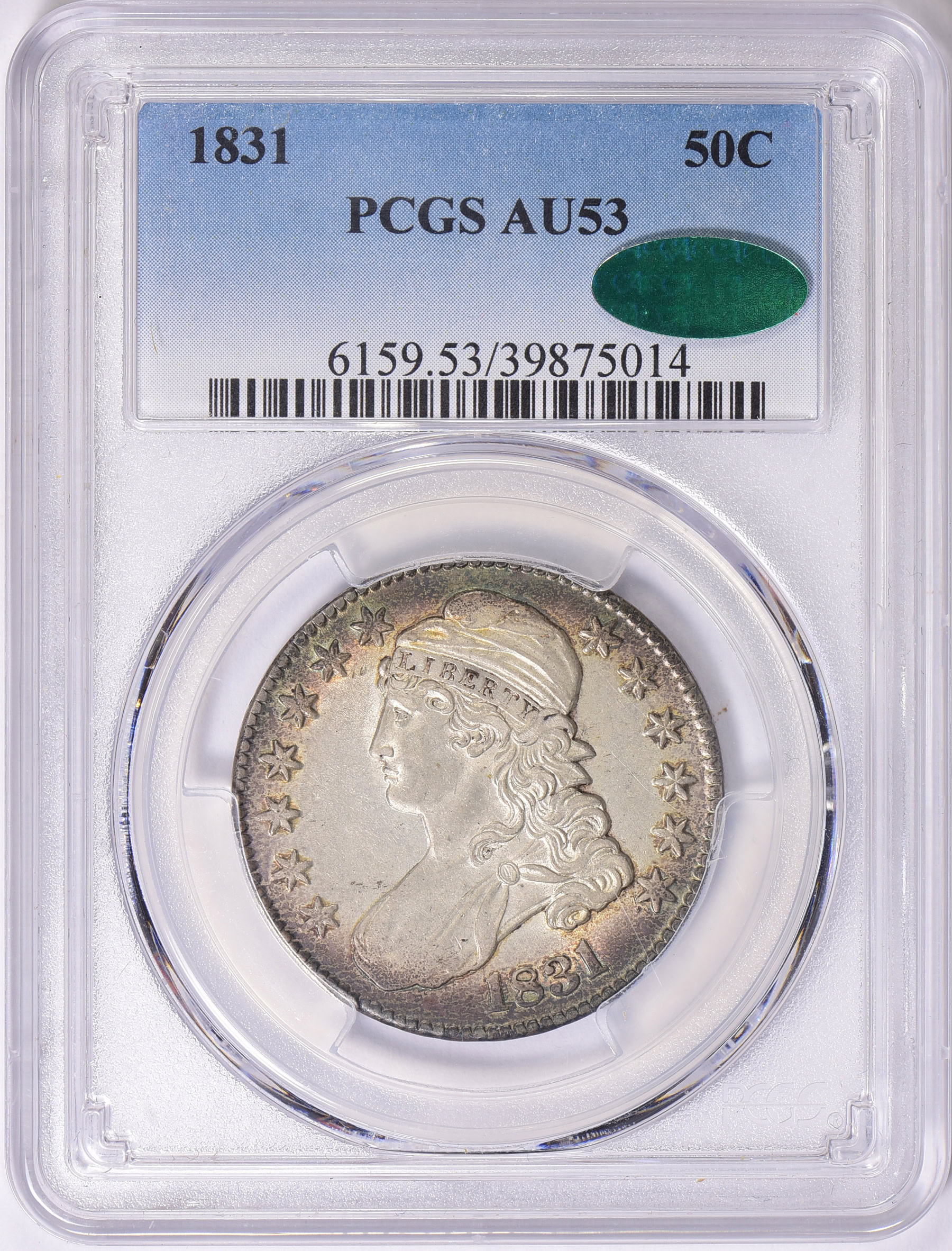 1831 Capped Bust Half Dollar PCGS AU-53 (CAC Green) (Item 1753267) | GreatCollections Coin Auctions