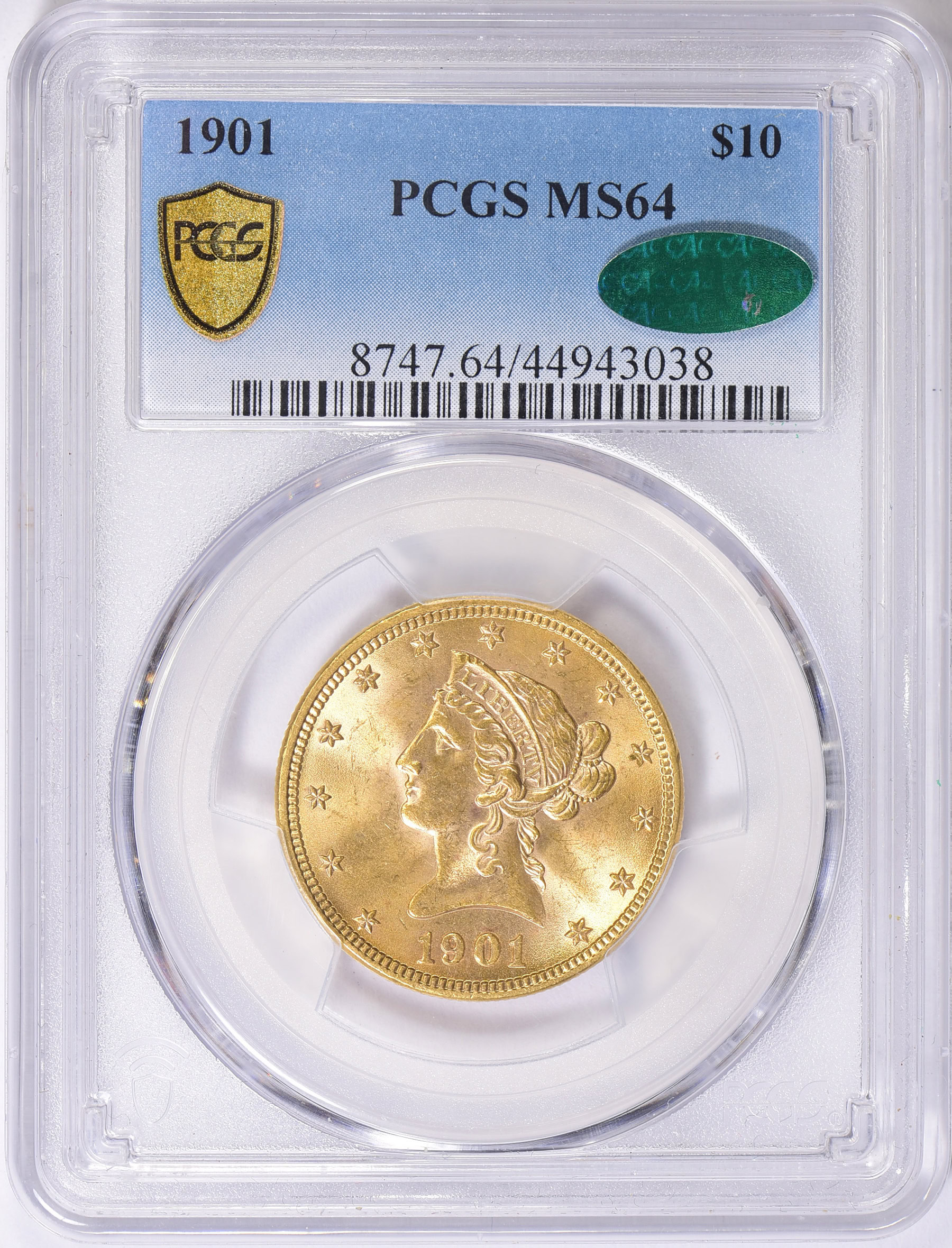 1901 Liberty Gold Eagle PCGS MS-64 (CAC Green) (Item 1753272) | GreatCollections Coin Auctions