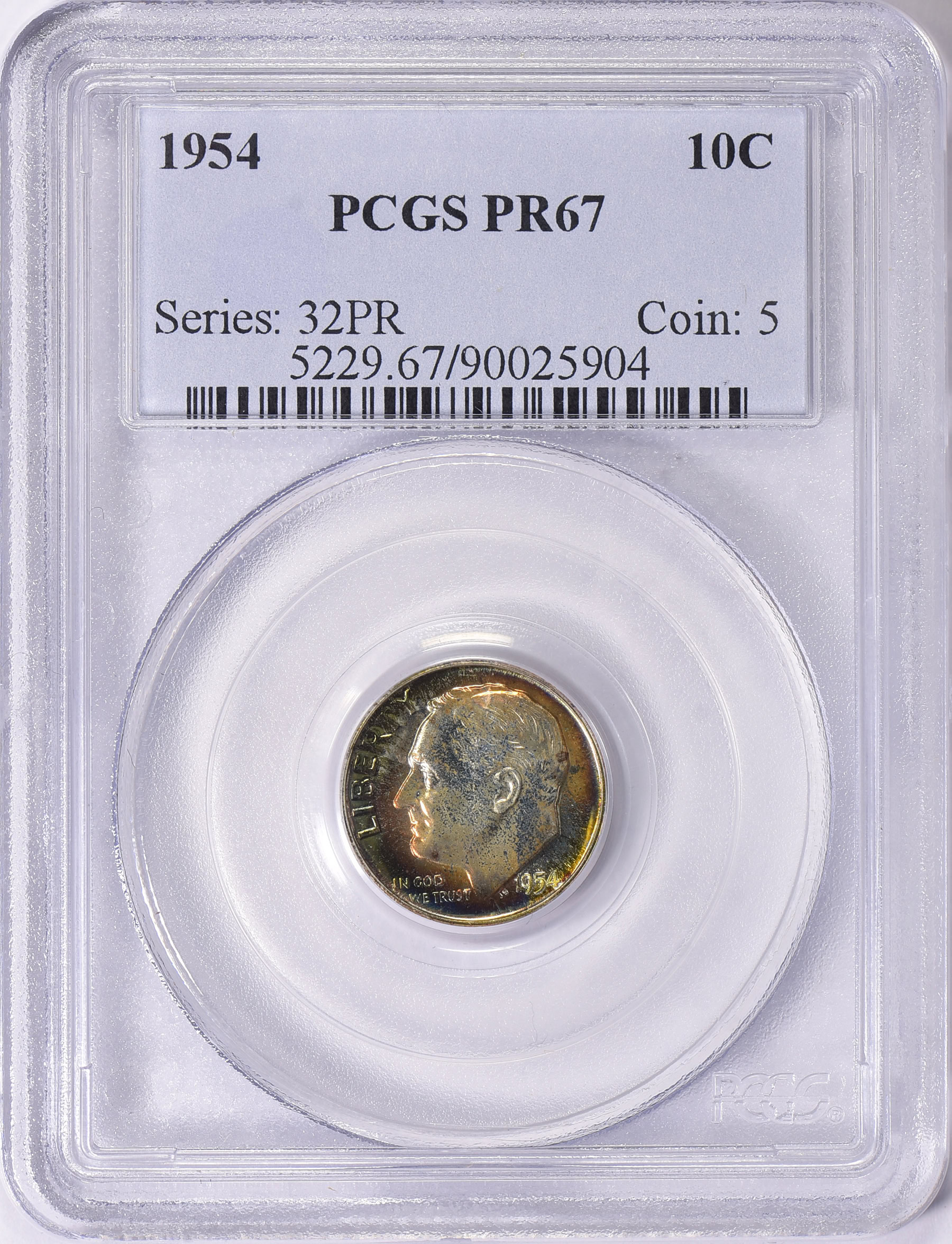 1954 Roosevelt Dime PCGS Proof-67 (Toned) (Item 1753295 ...