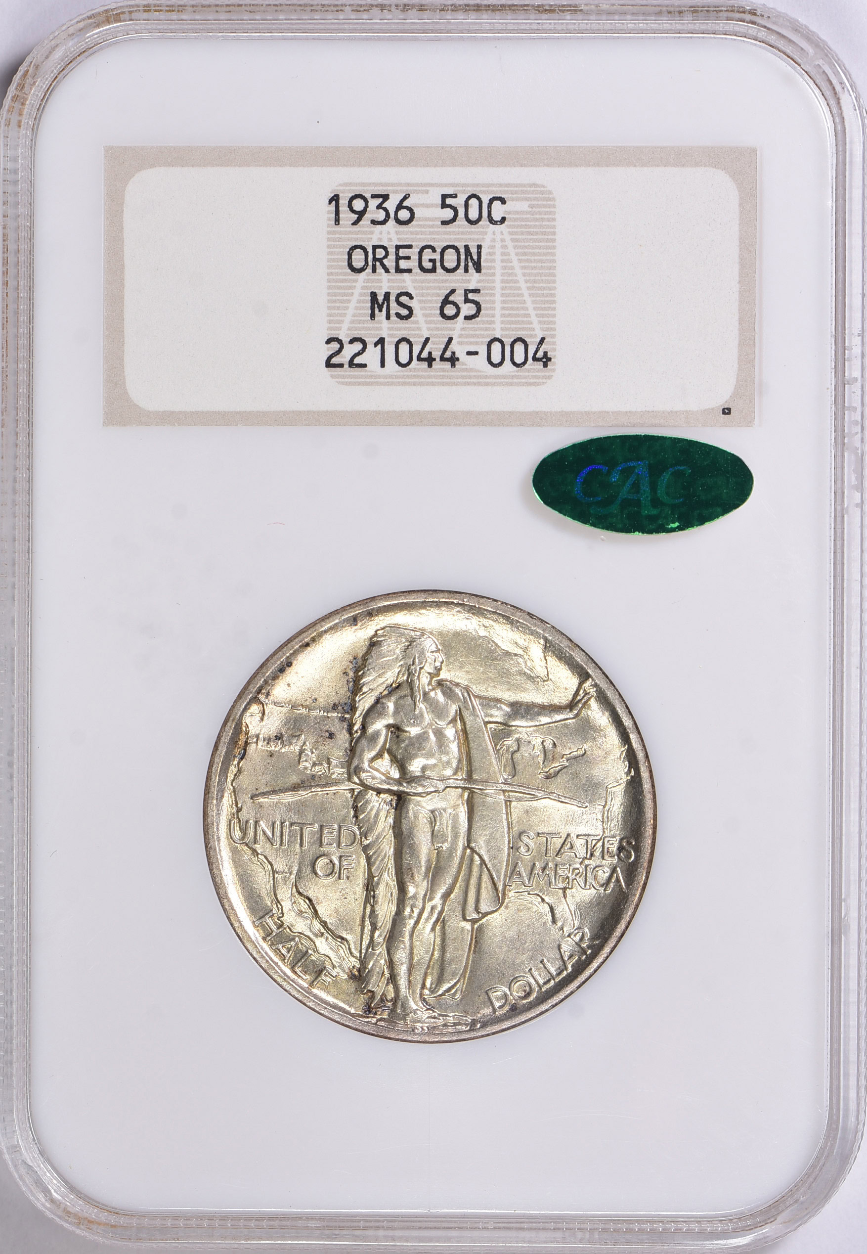 1936 Oregon Trail Memorial Half Dollar NGC MS-65 (CAC Green) OH (Item 1753323 ...