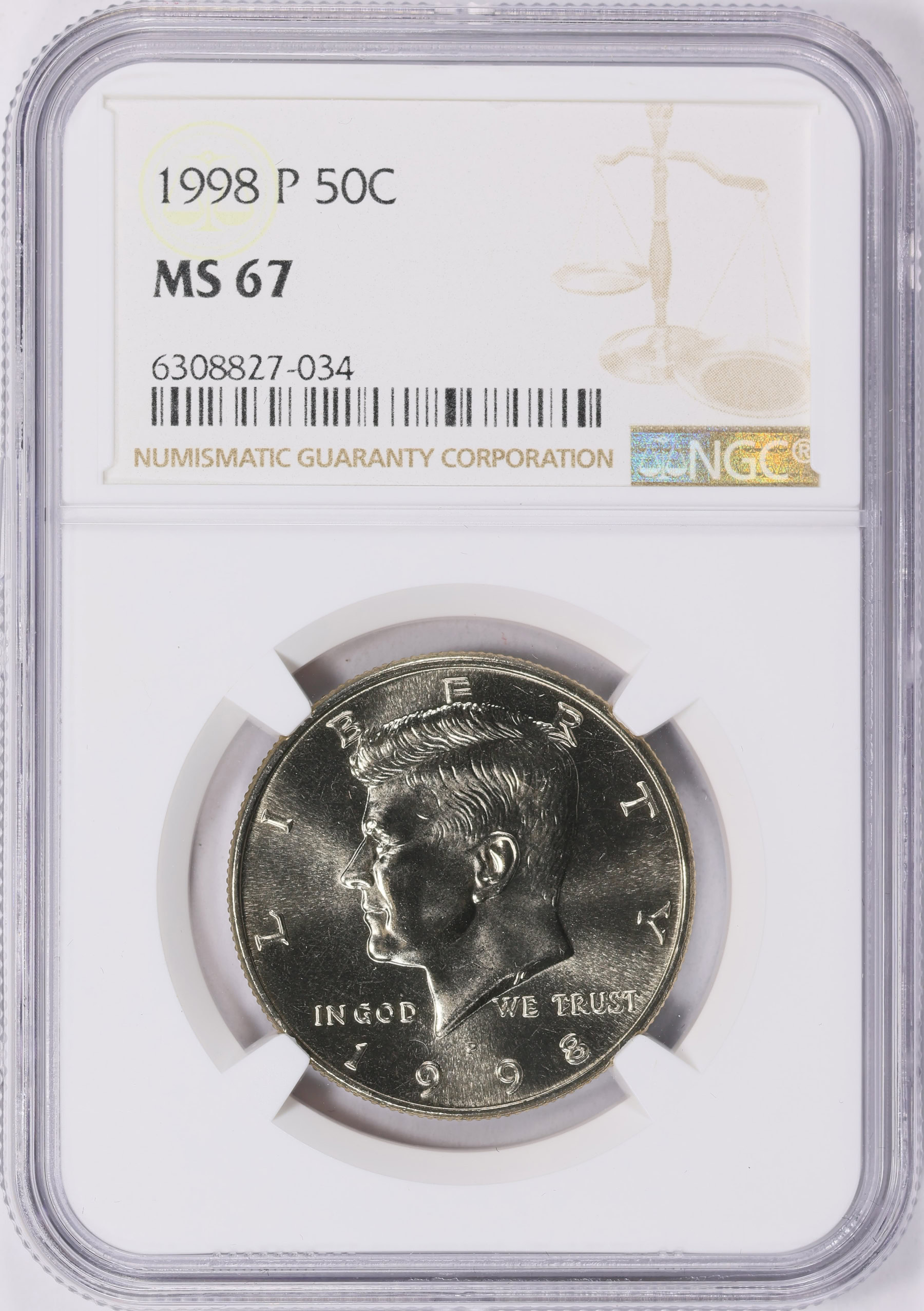1998-P Kennedy Half Dollar NGC MS-67 (Item 1753334) | GreatCollections Coin Auctions