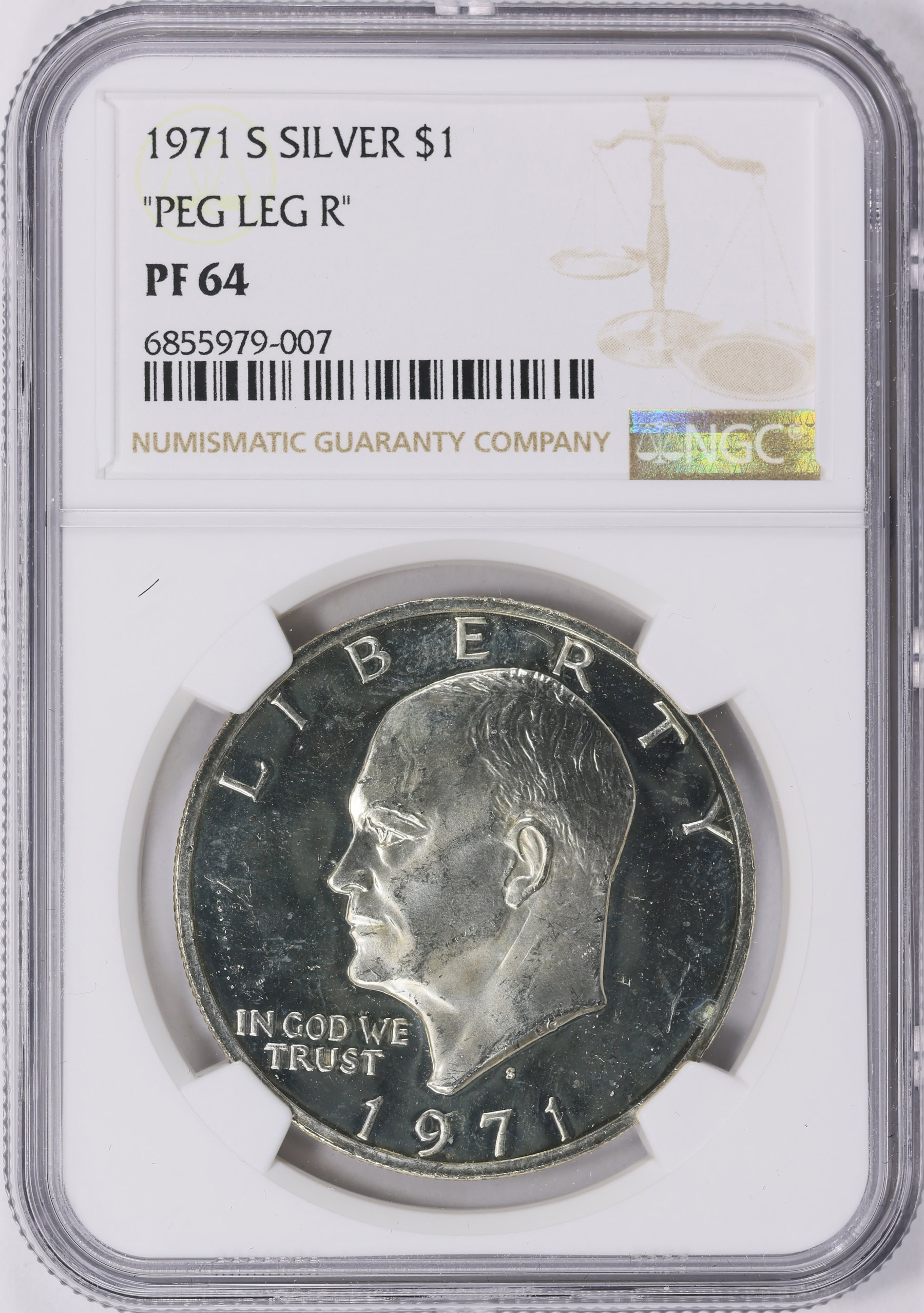 1971-S Eisenhower Dollar Silver Peg Leg R NGC Proof-64 | NGC Cert ...