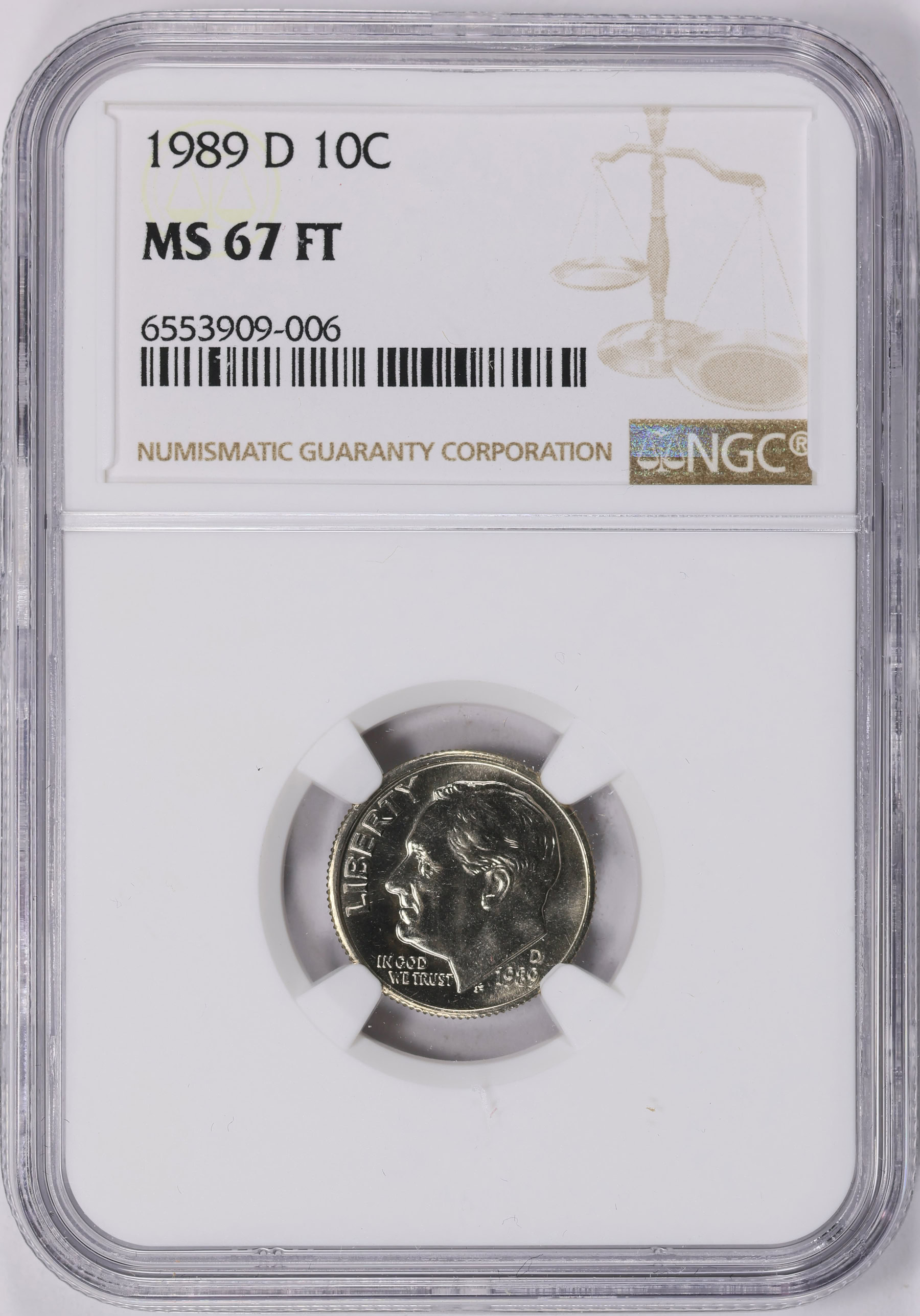 1989-D Roosevelt Dime NGC MS-67 FT (Item 1753368) | GreatCollections ...