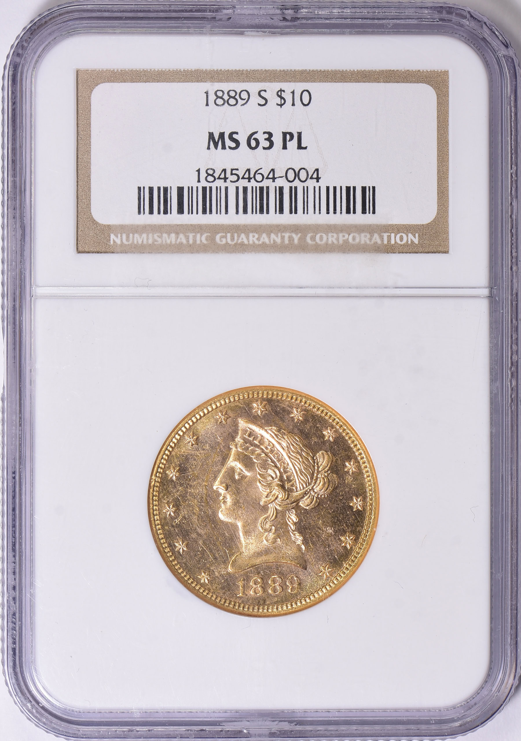 1889-S Liberty Gold Eagle NGC MS-63 PL (Item 1753378) | GreatCollections Coin Auctions