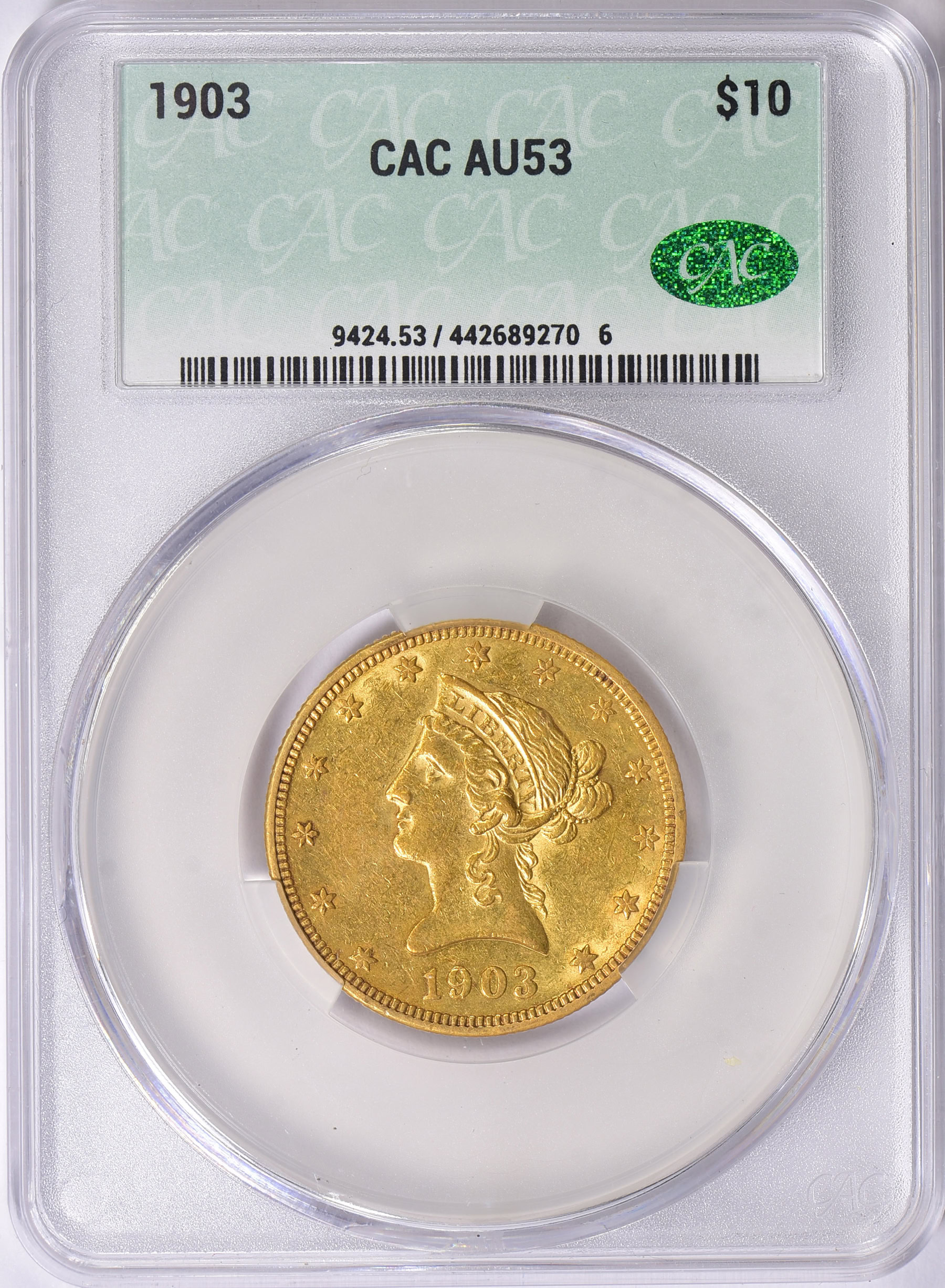 1903 Liberty Gold Eagle CACG AU-53 (Item 1753381) | GreatCollections ...