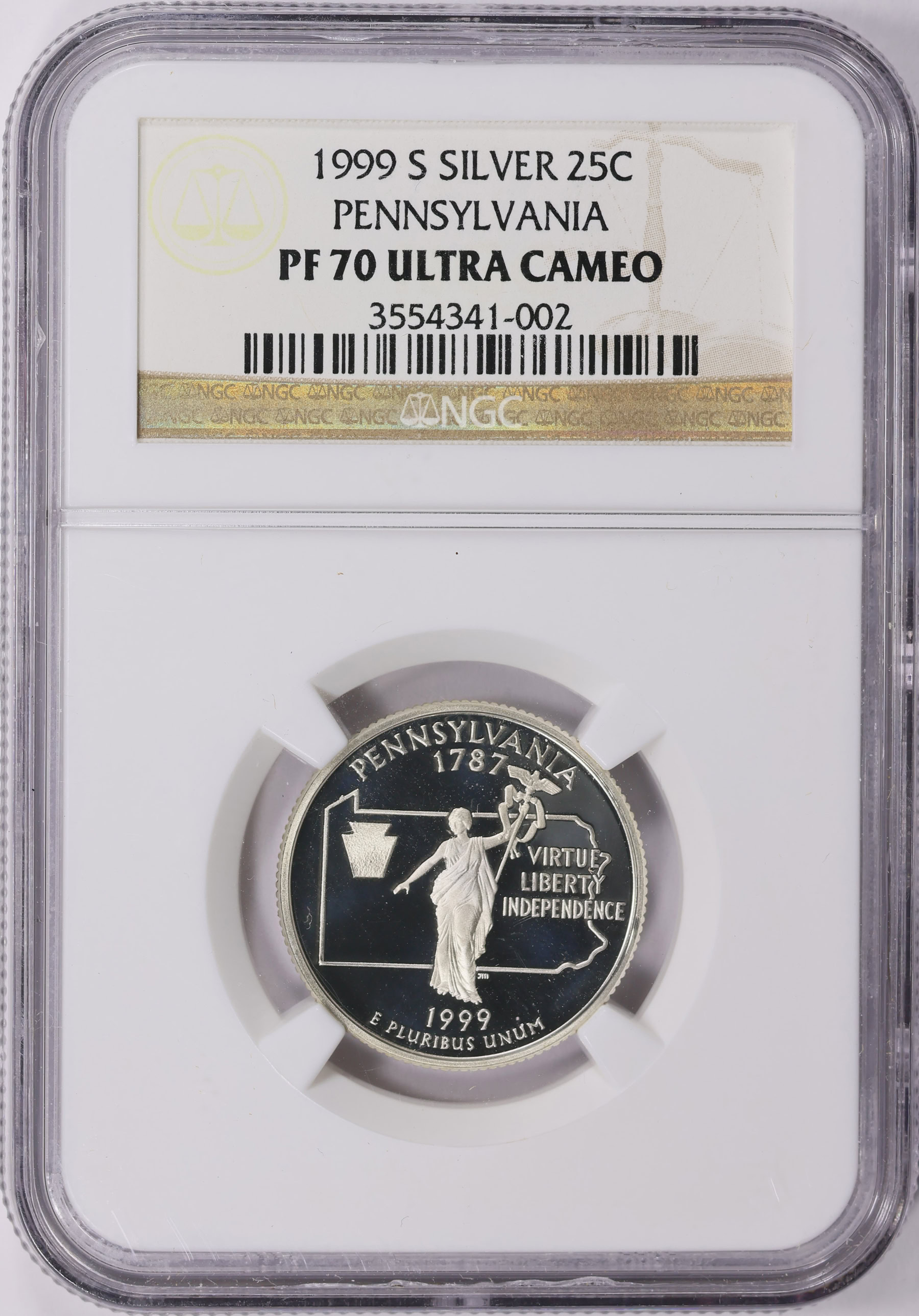 1999-S State Quarter Pennsylvania Silver NGC Proof-70 UC (Item 1753429 ...