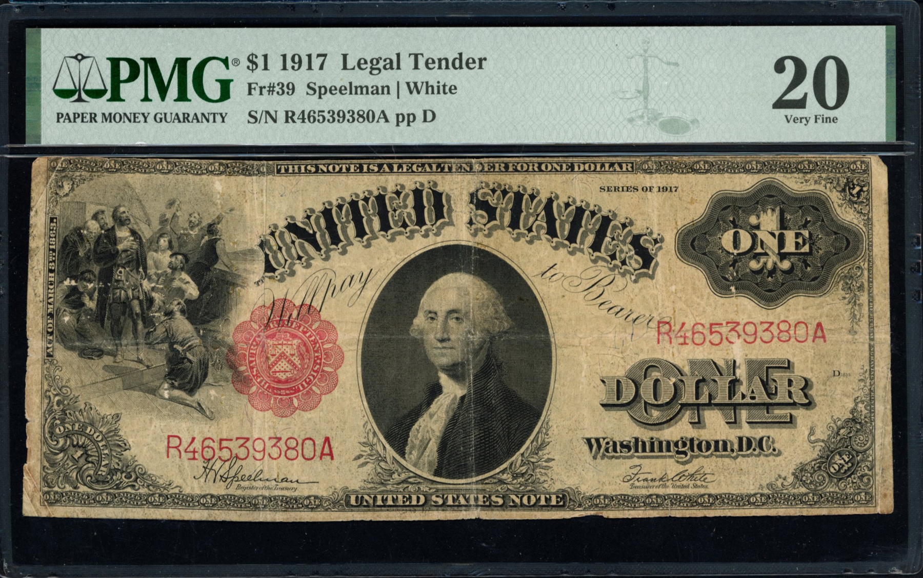 Fr. 39 1917 $1 Legal Tender Note Speelman / White PMG Very Fine 20 ...