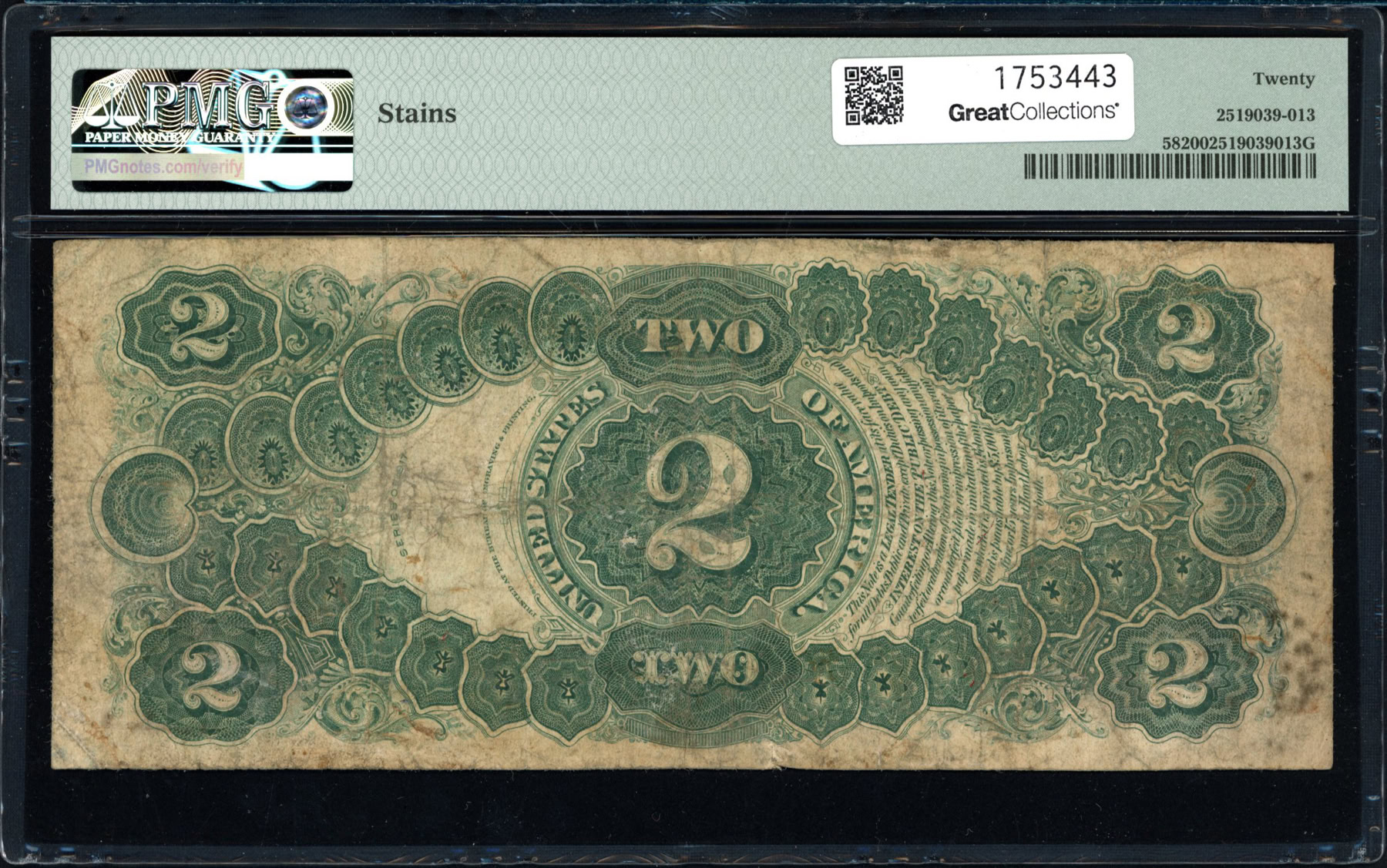 Fr. 58 1917 $2 Legal Tender Note Elliott / Burke PMG Very Fine 20 | PMG ...