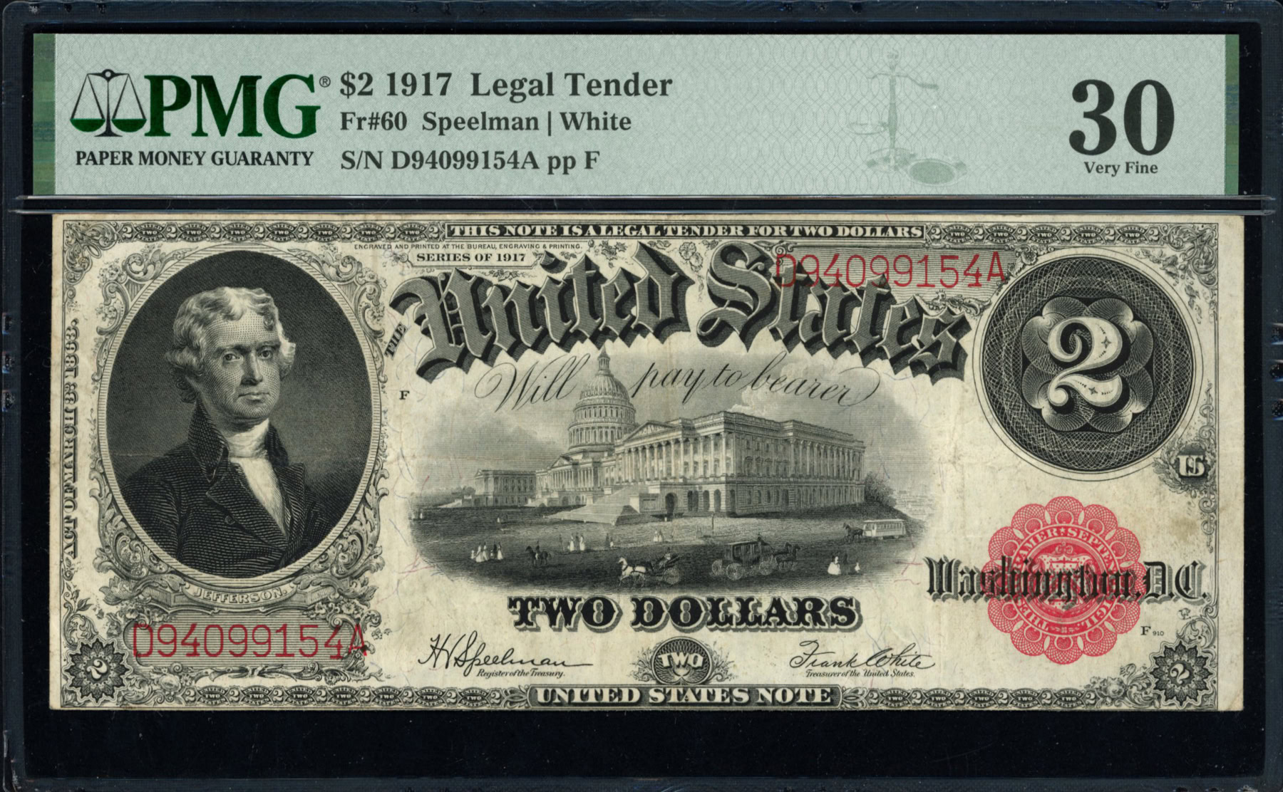 Fr. 60 1917 $2 Legal Tender Note Speelman / White PMG Very Fine 30 ...