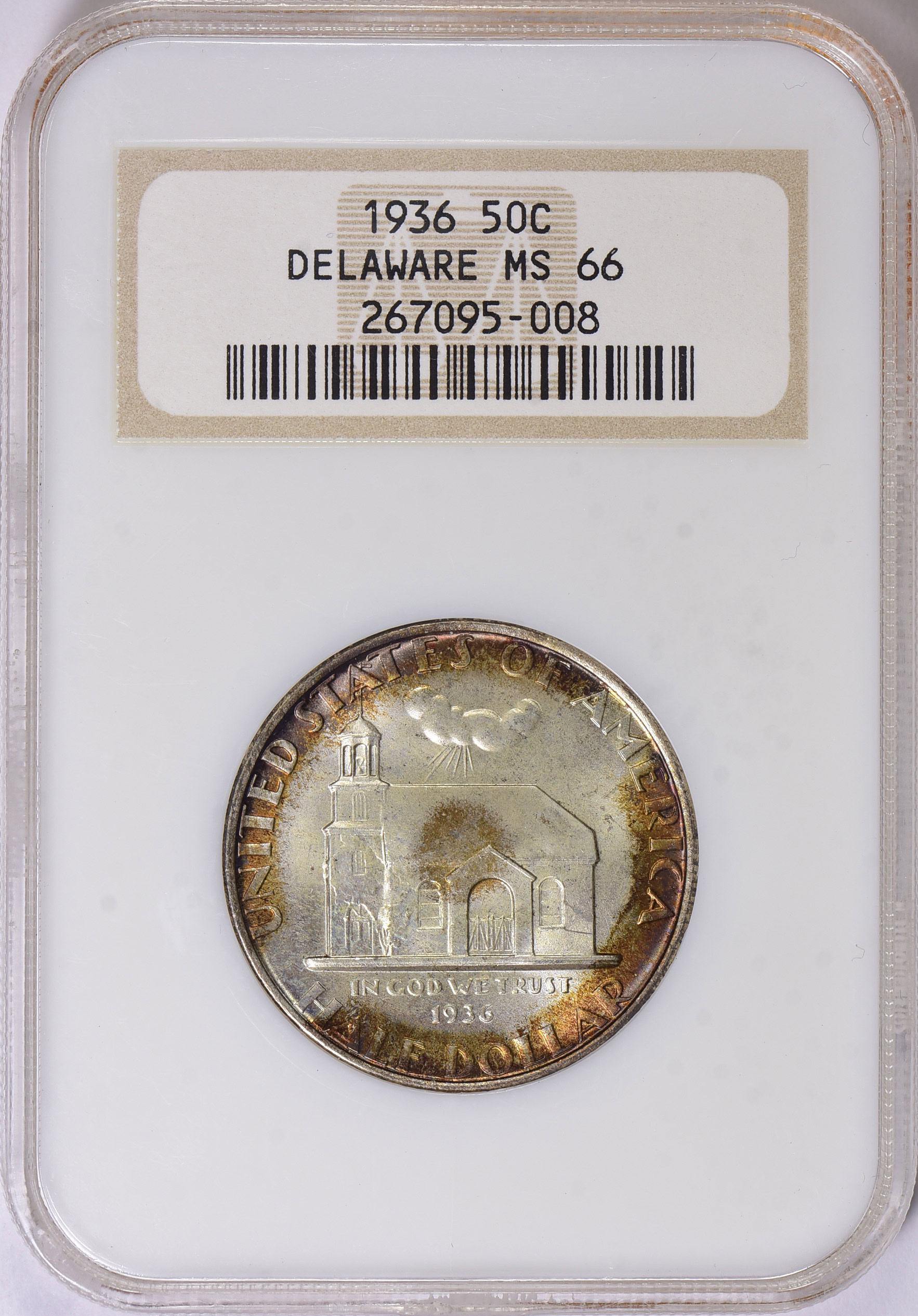 1936 Delaware Tercentenary Half Dollar NGC MS-66 OH (Toned) (Item ...