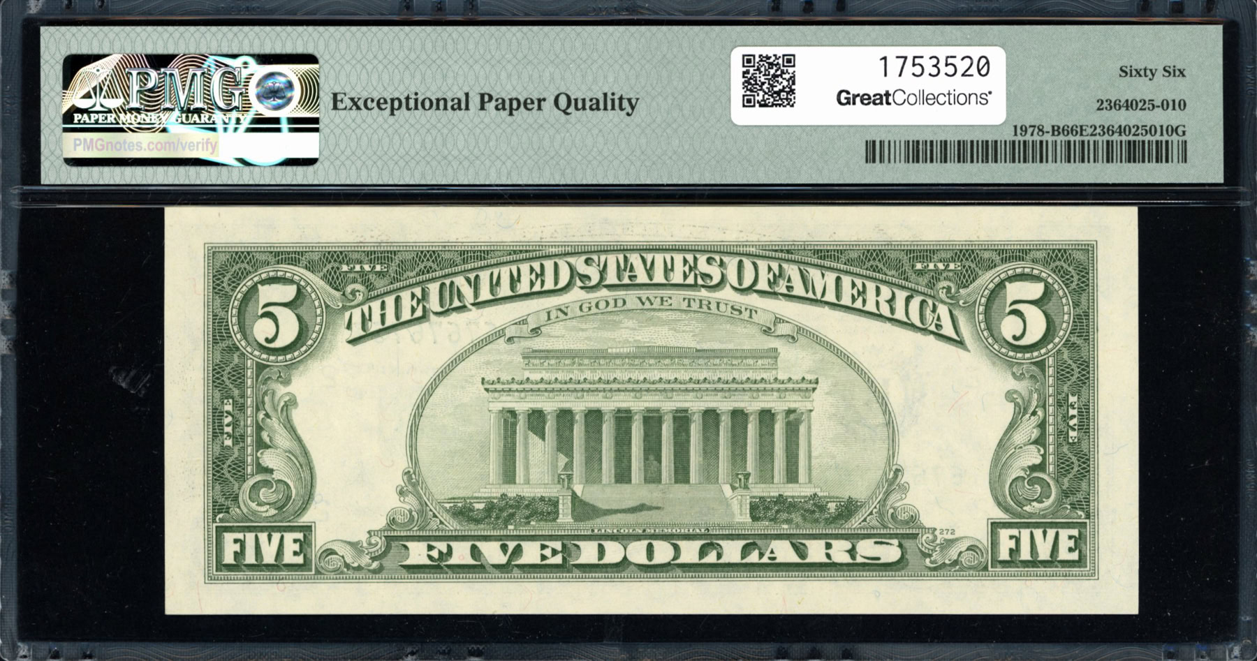 Fr. 1978-B (BD Block) 1985 $5 New York Federal Reserve Note Repeater ...