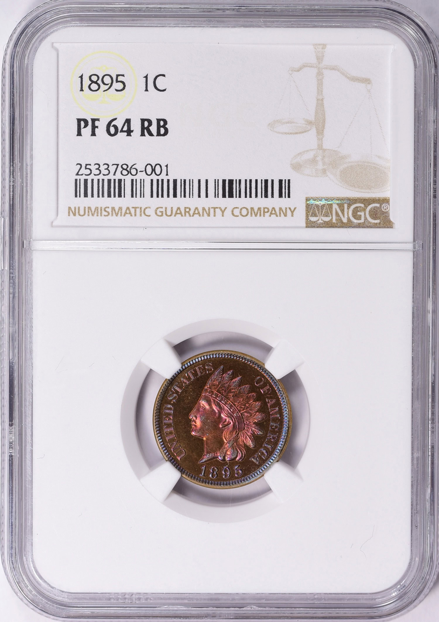 1895 Indian Cent NGC Proof-64 RB (Toned) (Item 1753549) | GreatCollections Coin Auctions