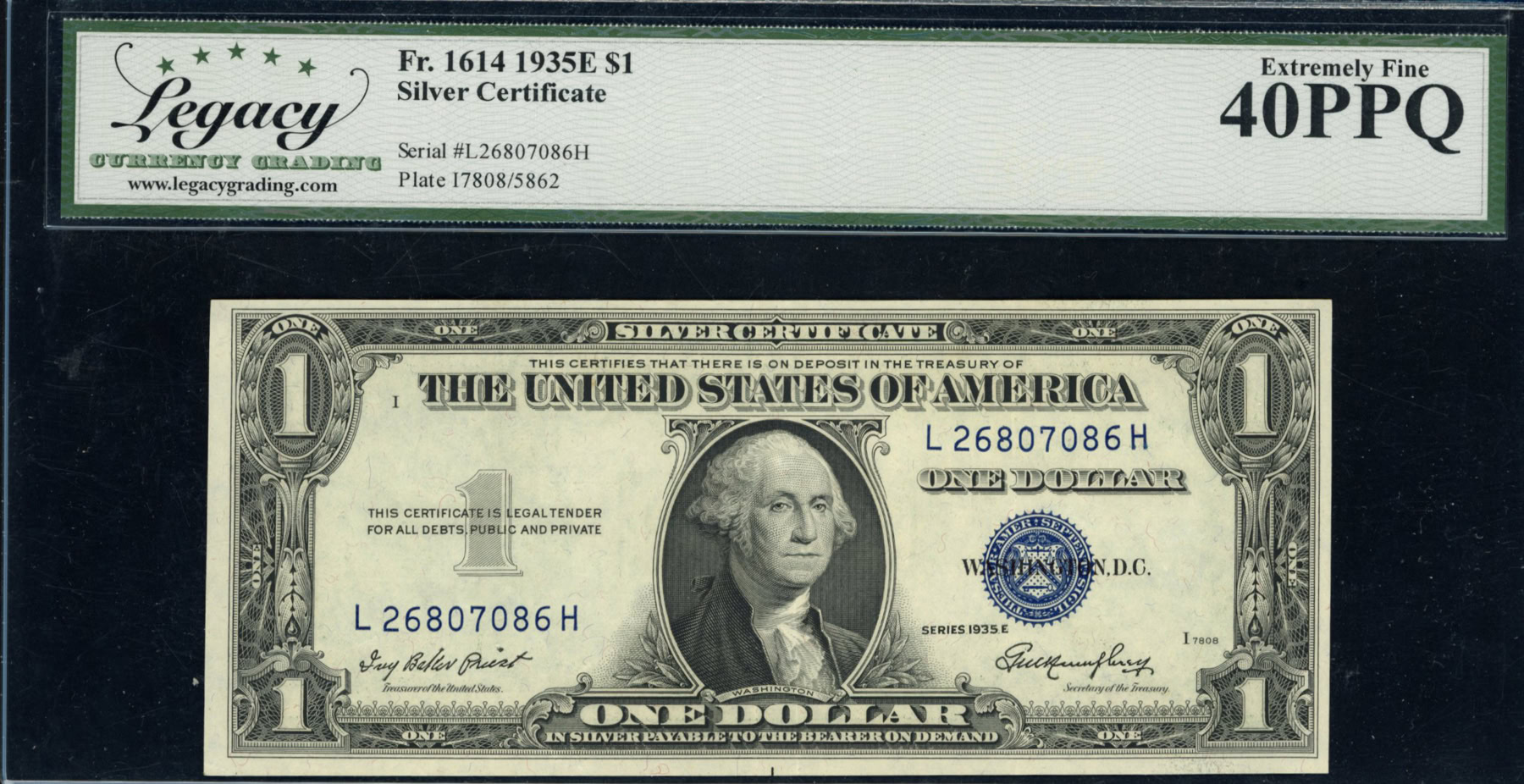 Fr. 1614 (LH Block) 1935E $1 Silver Certificate Note Priest / Humphrey ...