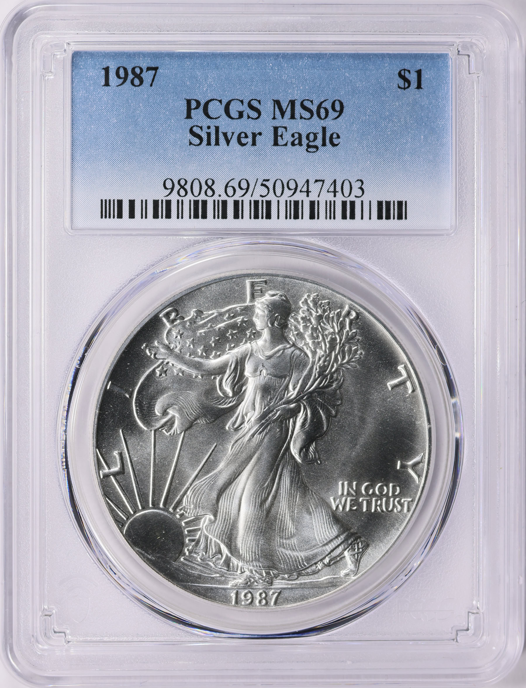 1987 $1 Silver Eagle PCGS MS-69 (Item 1753683) | GreatCollections Coin ...