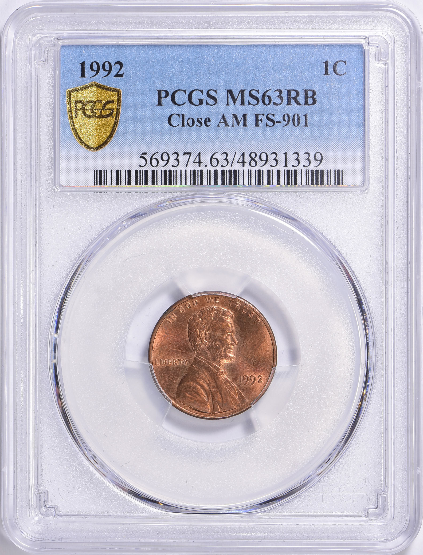 1992 Lincoln Cent Close AM FS-901 PCGS MS-63 RB (Item 1753899 ...