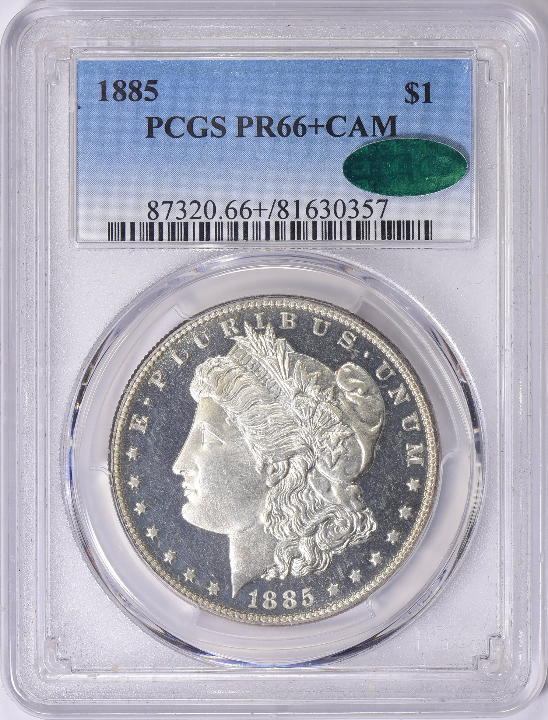 1885 Morgan Silver Dollar PCGS Proof-66+ CAMEO (CAC Green) (Item 1753900) | GreatCollections ...