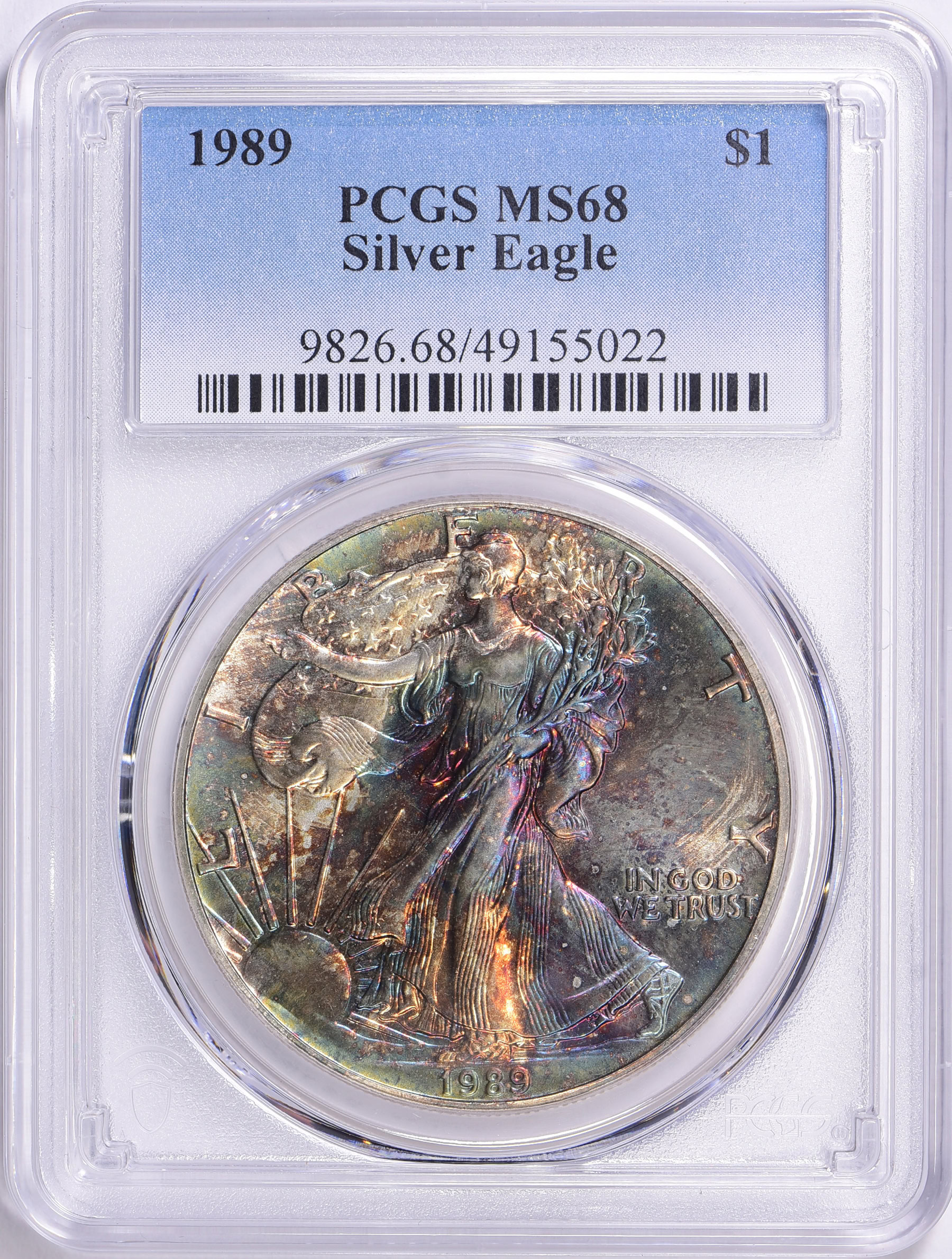 1989 $1 Silver Eagle PCGS MS-68 (Toned) (Item 1754088 ...