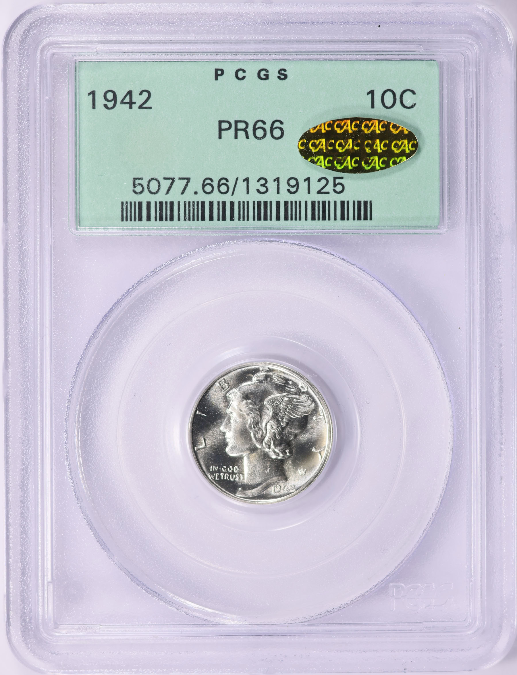 1942 Mercury Dime PCGS Proof-66 (CAC Gold) OGH (Item 1754131) | GreatCollections Coin Auctions