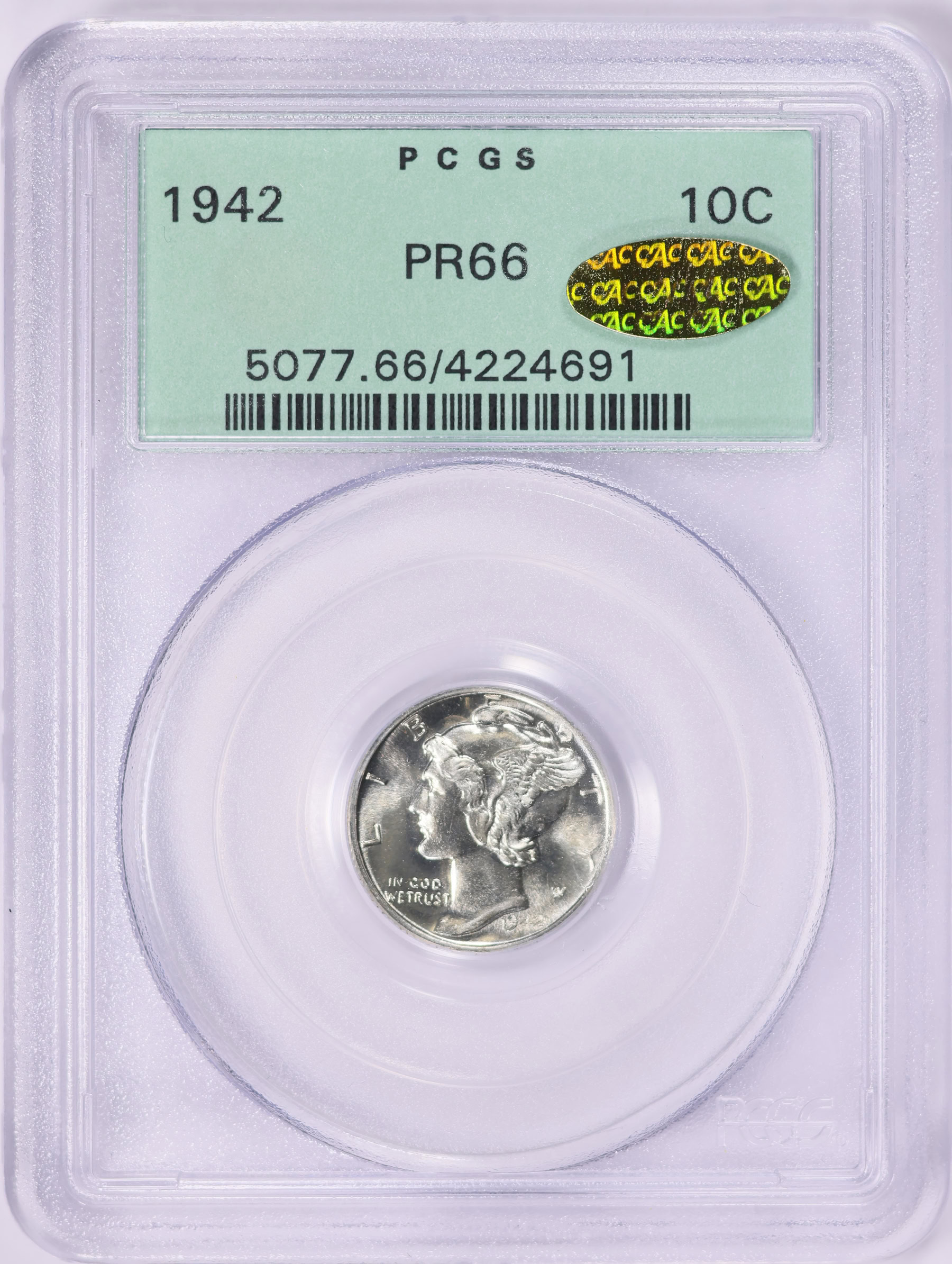 1942 Mercury Dime PCGS Proof-66 (CAC Gold) OGH (Item 1754134) | GreatCollections Coin Auctions
