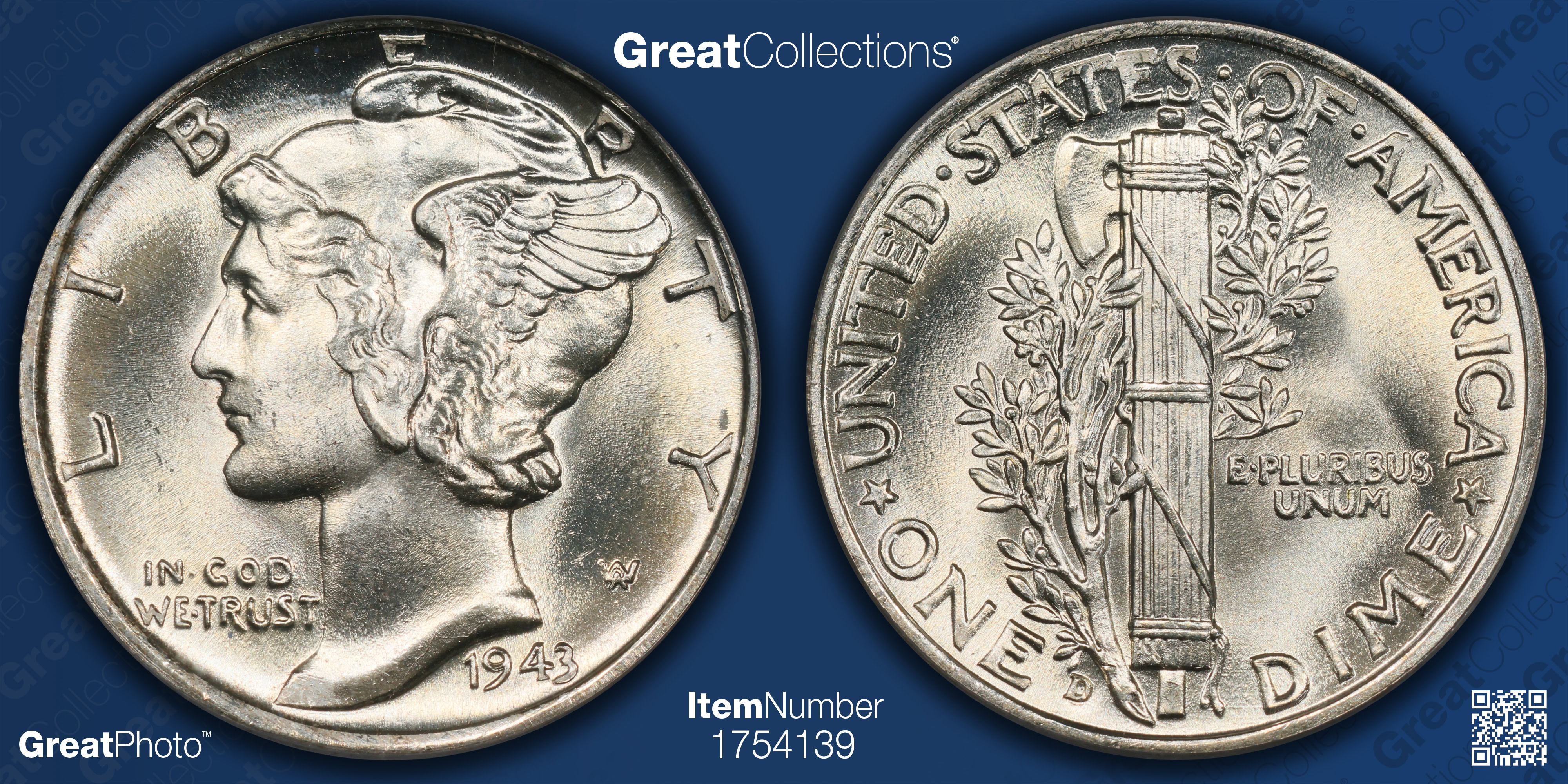 1943-D Mercury Dime PCGS MS-66 FB OGH (Item 1754139) | GreatCollections ...