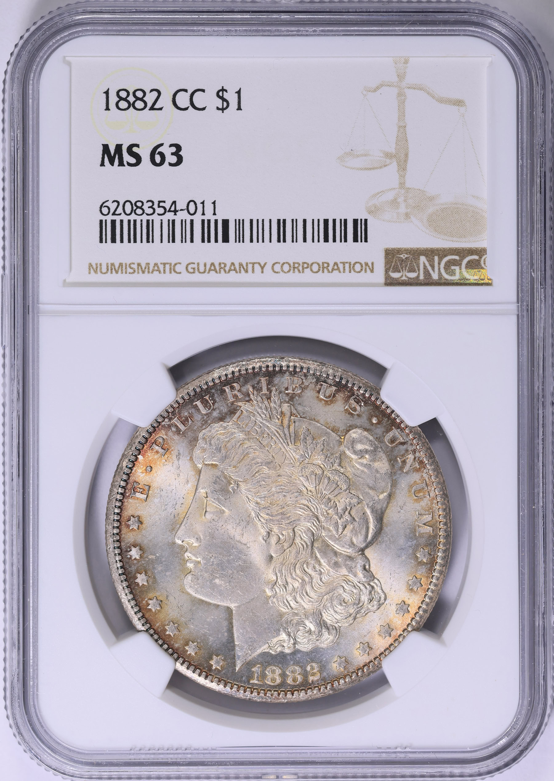 1882-CC Morgan Silver Dollar NGC MS-63 (Toned) (Item 1754233) | GreatCollections Coin Auctions