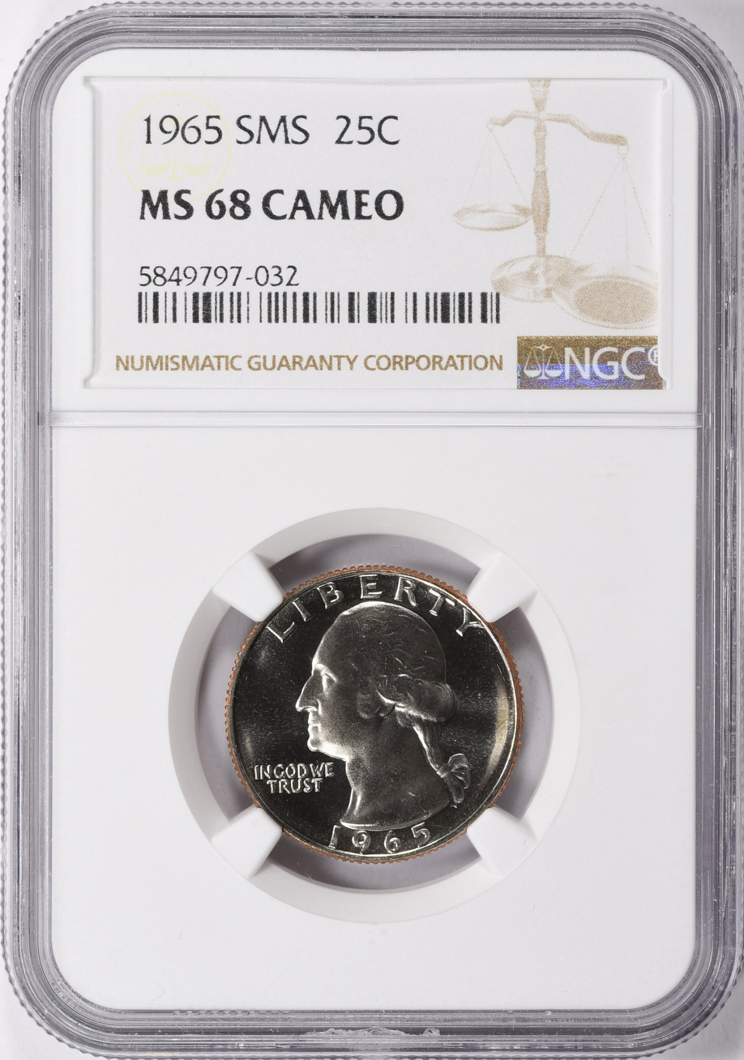 1965 Washington Quarter SMS NGC MS-68 CAMEO (Item 1754312 ...