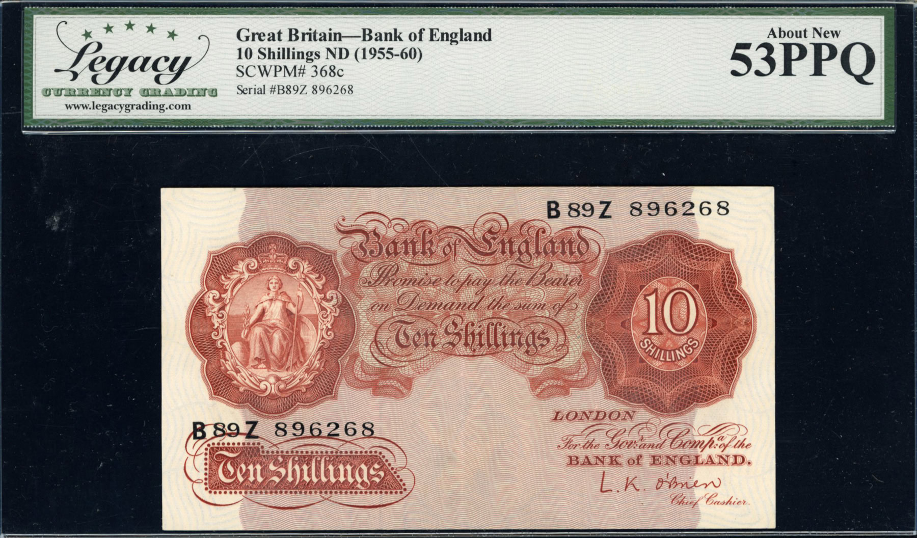 Great Britain ND (1955-60) 10 Shillings Bank of England Note SCWPM-368c ...