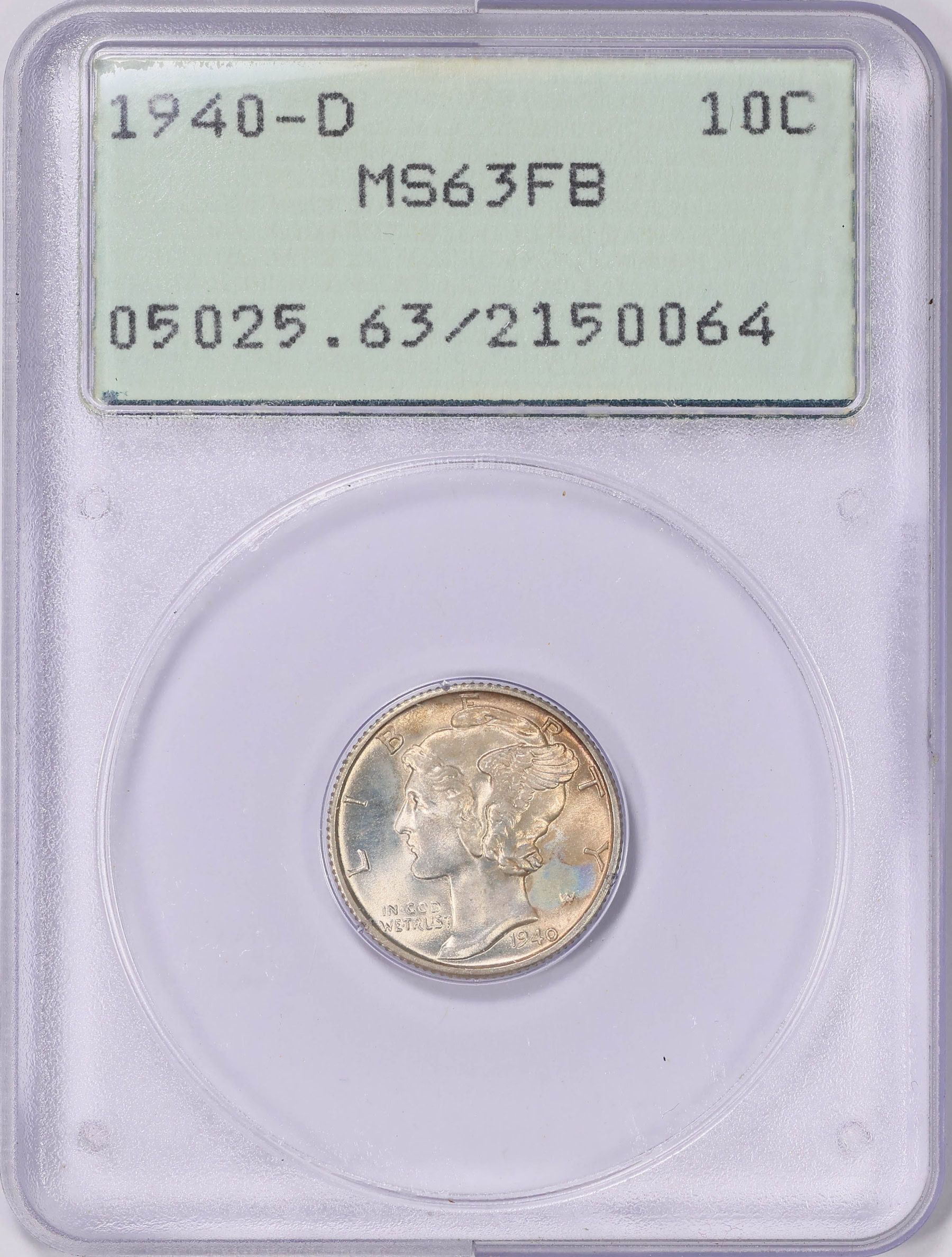 1940-D Mercury Dime PCGS MS-63 FB OGH (1st Gen) (Item 1754366) | GreatCollections Coin Auctions