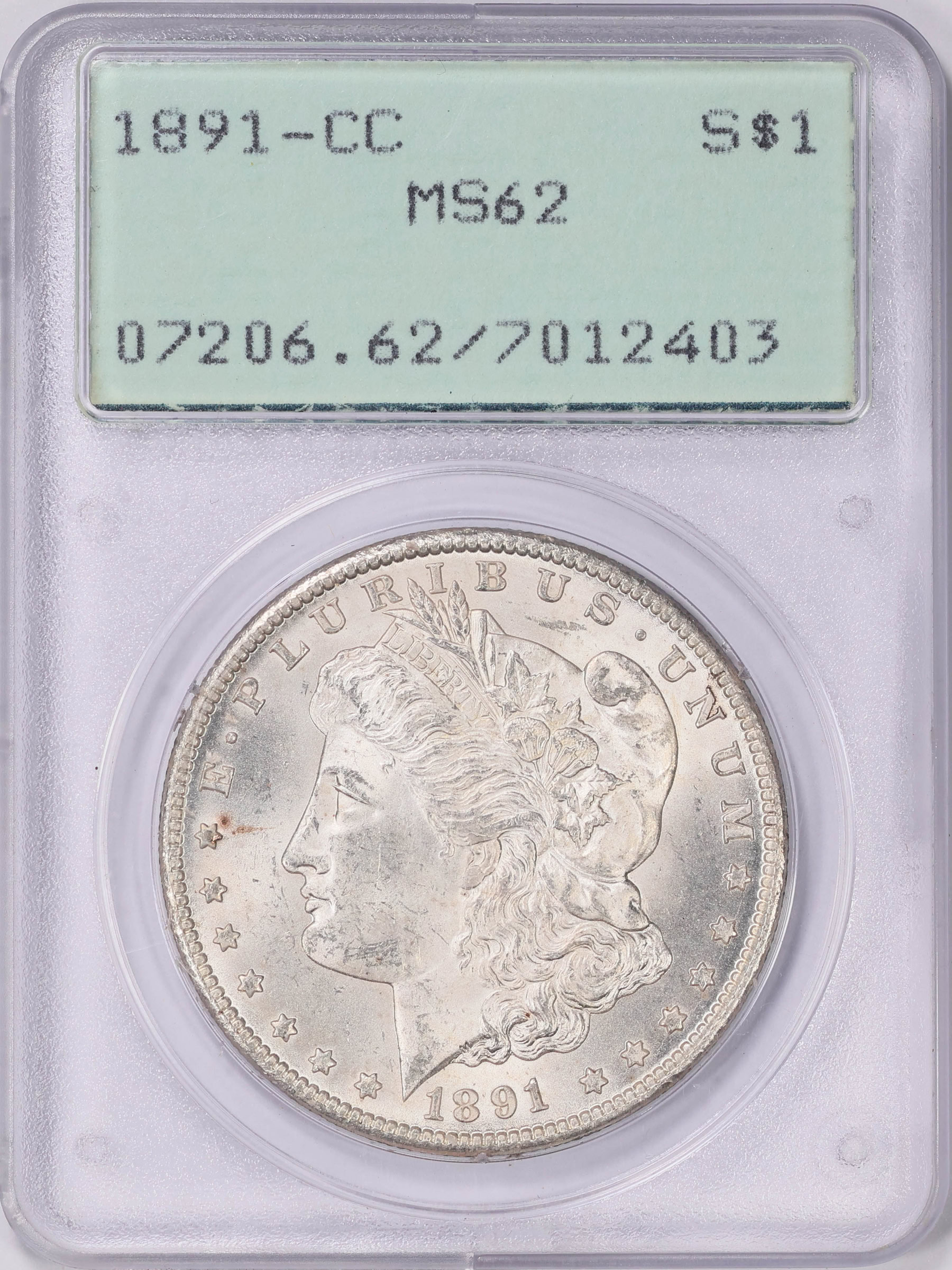 1891-CC Morgan Silver Dollar PCGS MS-62 OGH (1st Gen) (Item 1754374) | GreatCollections Coin ...
