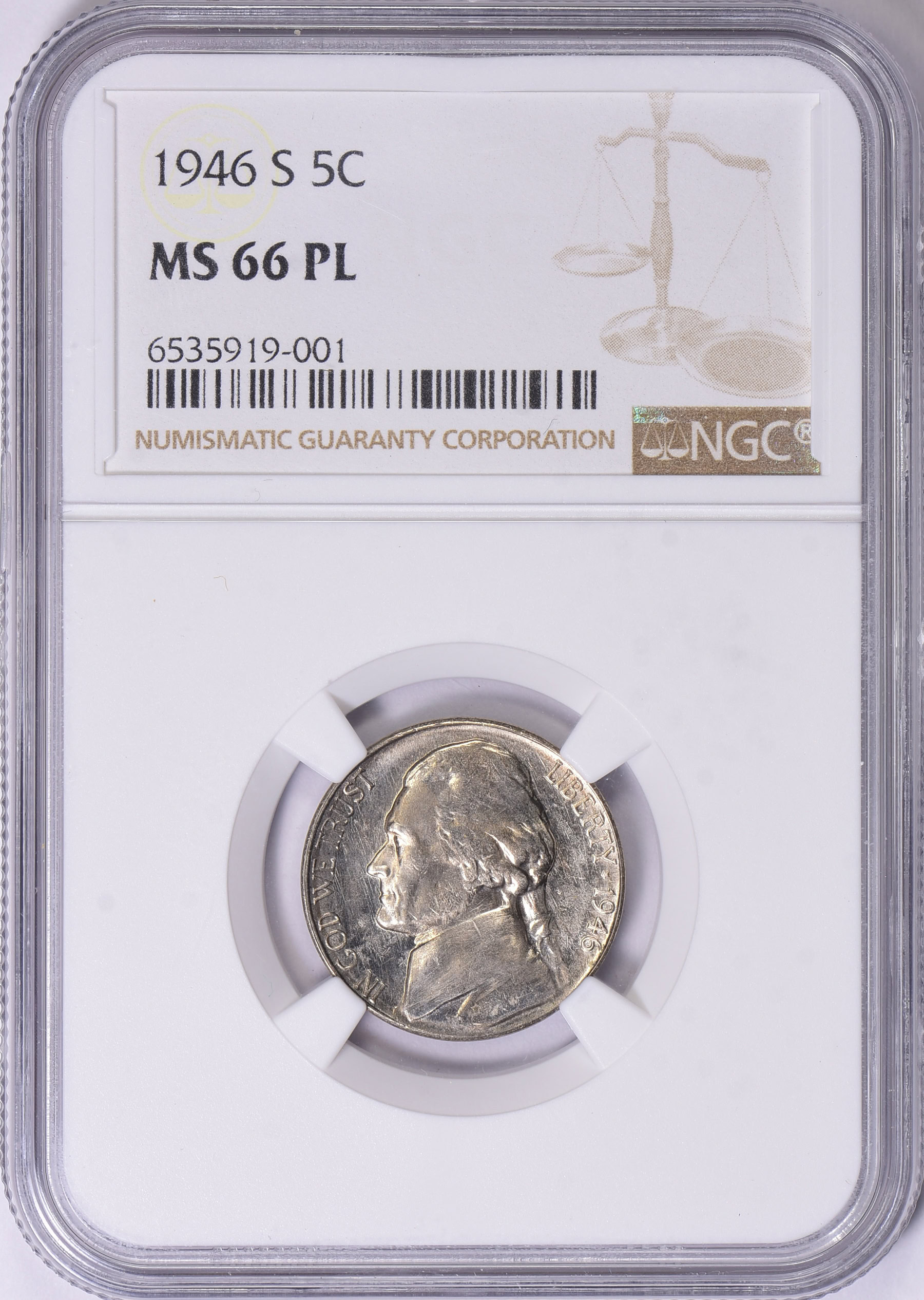 1946-S Jefferson Nickel NGC MS-66 PL (Item 1754414) | GreatCollections Coin Auctions