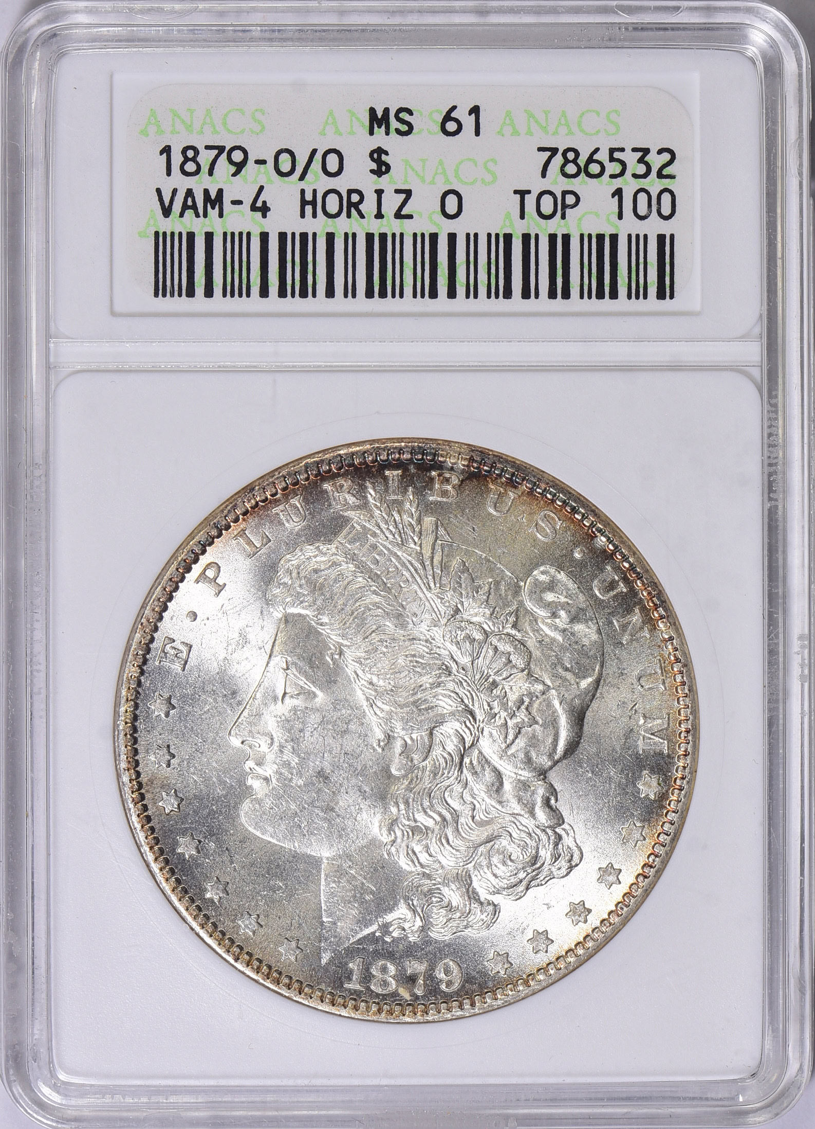 1879-O/O Morgan Silver Dollar VAM-4 Horizontal O Top 100 ANACS MS-61 OH (Toned) (Item 1754522 ...