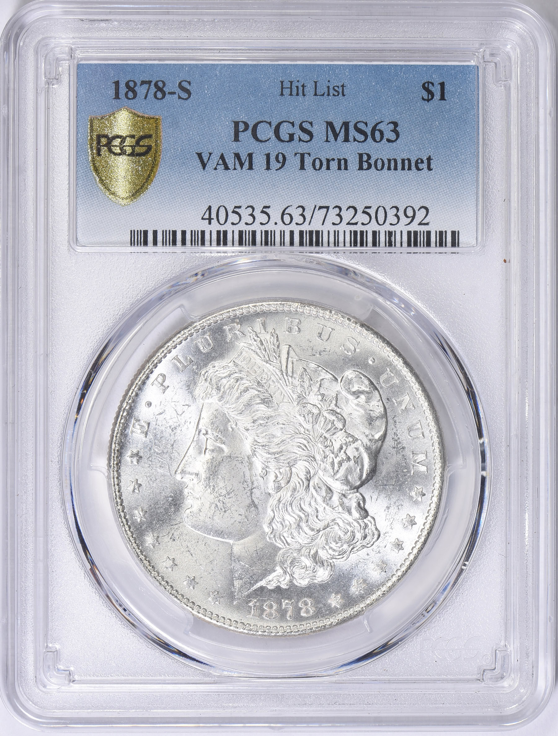 1878-S Morgan Silver Dollar Torn Bonnet VAM-19 Hit List PCGS MS-63 ...