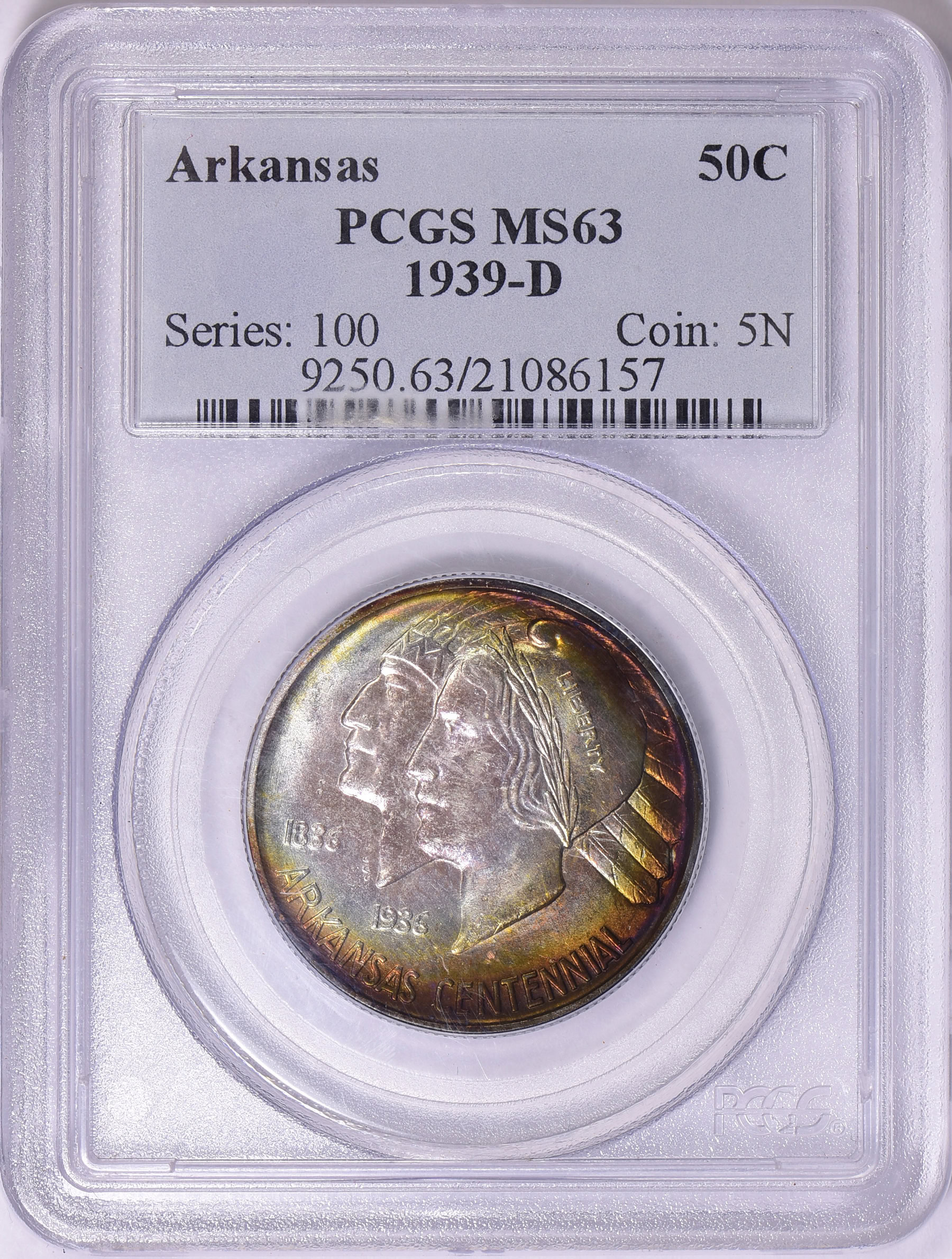 1939-D Arkansas Centennial Half Dollar PCGS MS-63 (Toned) (Item 1754584 ...