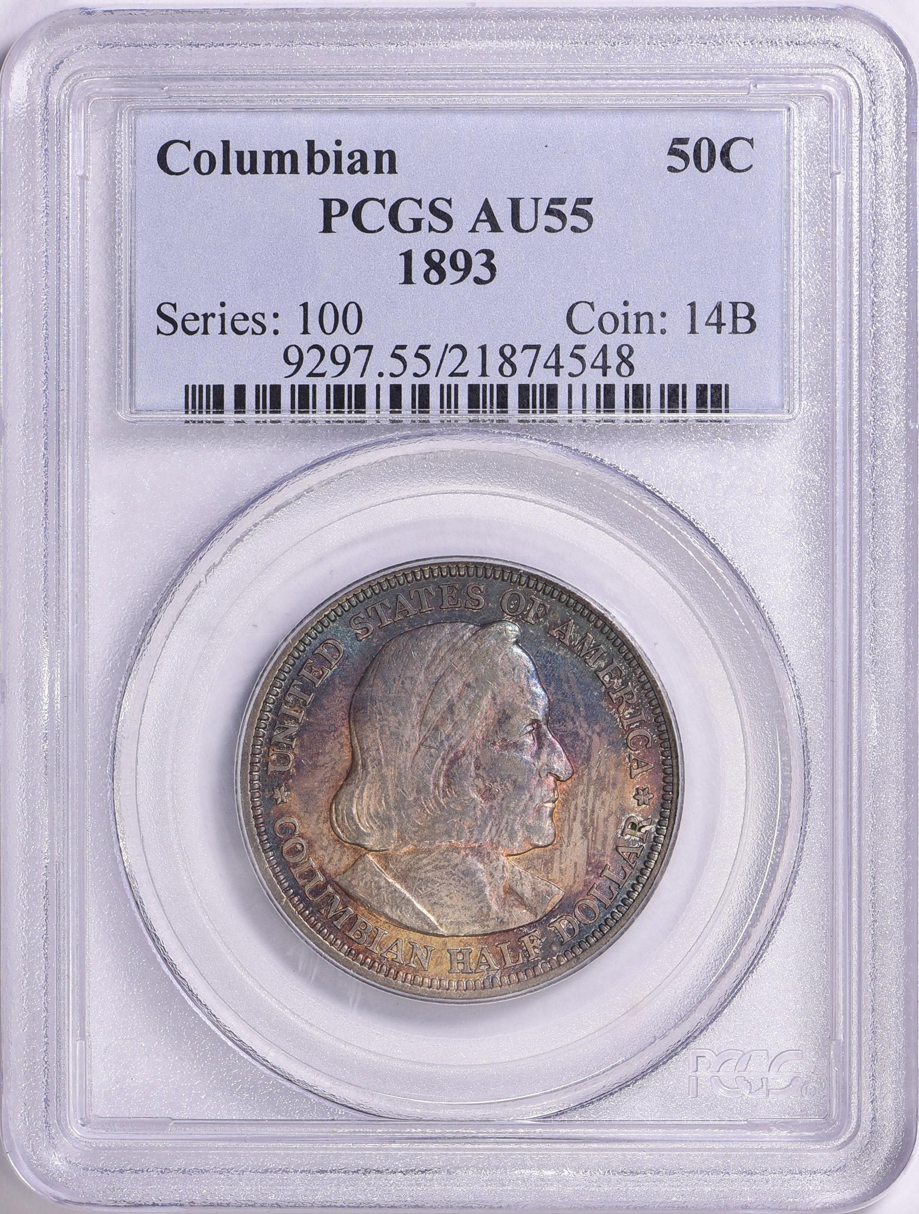 1893 World Columbian Exposition Half Dollar PCGS AU-55 (Toned) (Item ...