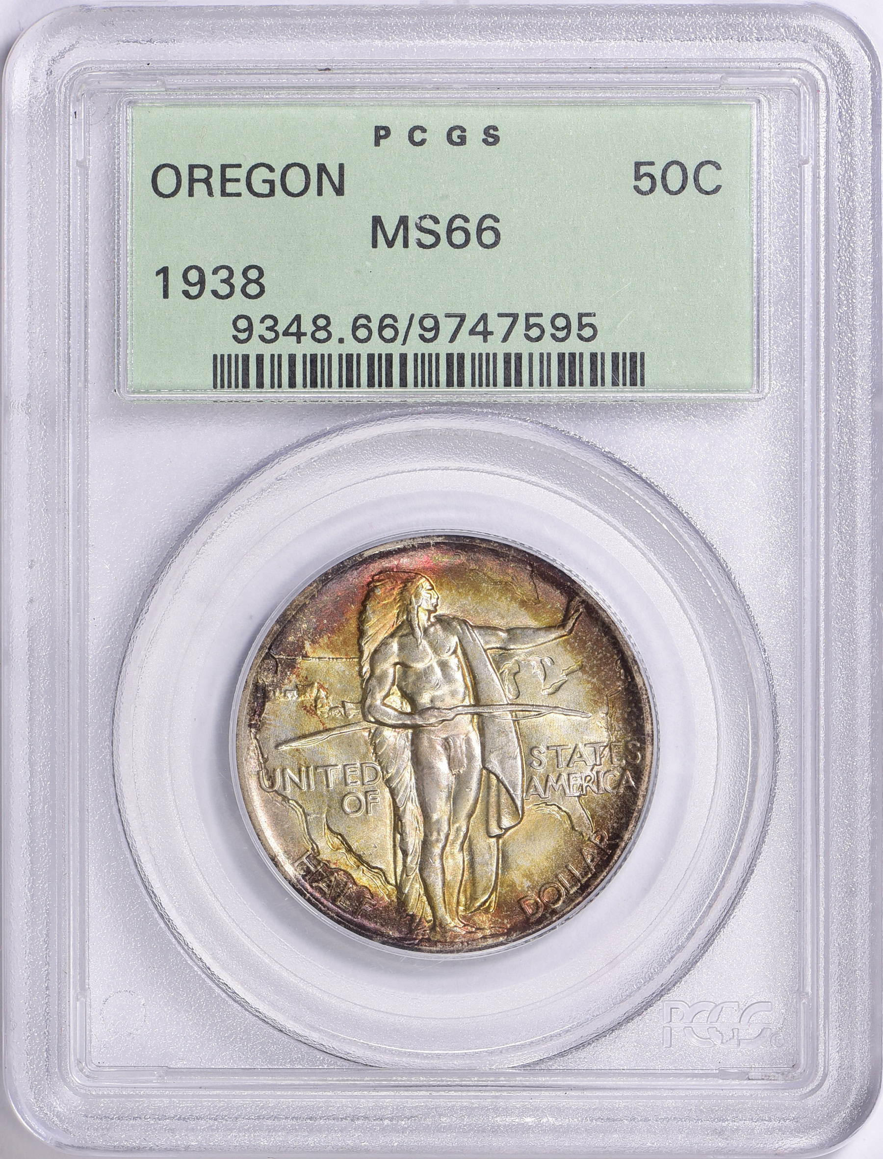 1938 Oregon Trail Memorial Half Dollar PCGS MS-66 OGH (Toned) (Item 1754592) | GreatCollections ...