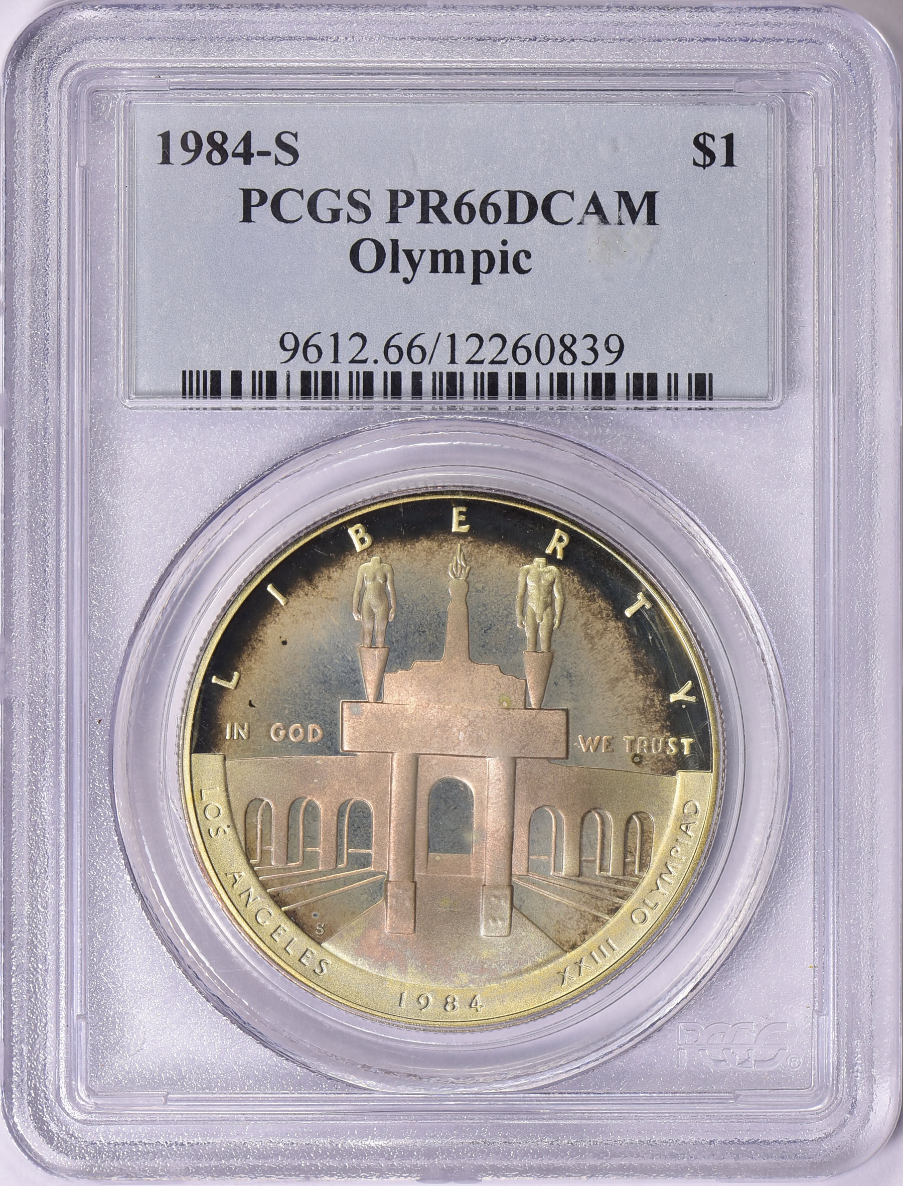 1984-S Los Angeles XXIII Olympiad Coliseum Silver Dollar PCGS Proof-66 ...