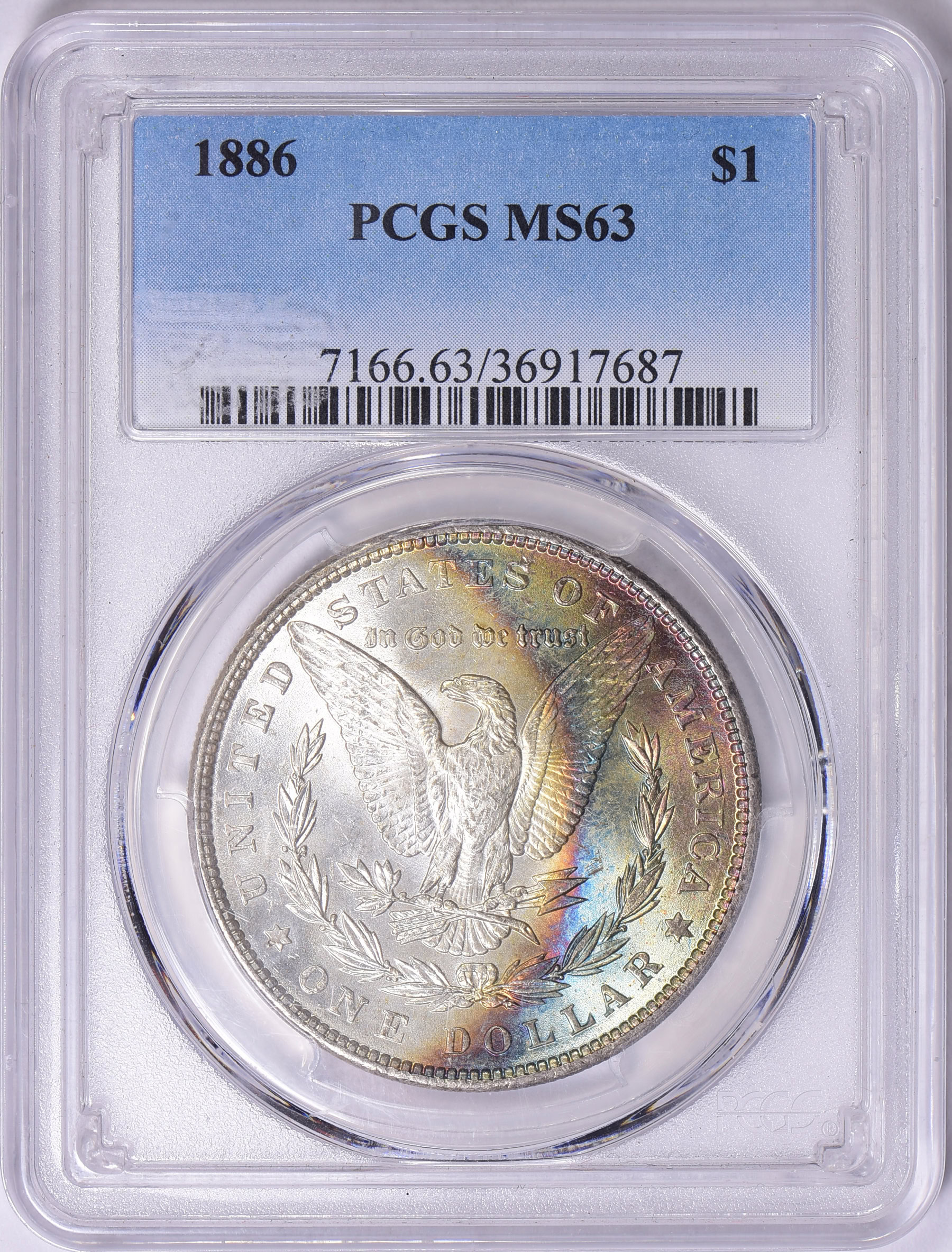 1886 Morgan Silver Dollar PCGS MS-63 (Toned) (Item 1754636) | GreatCollections Coin Auctions